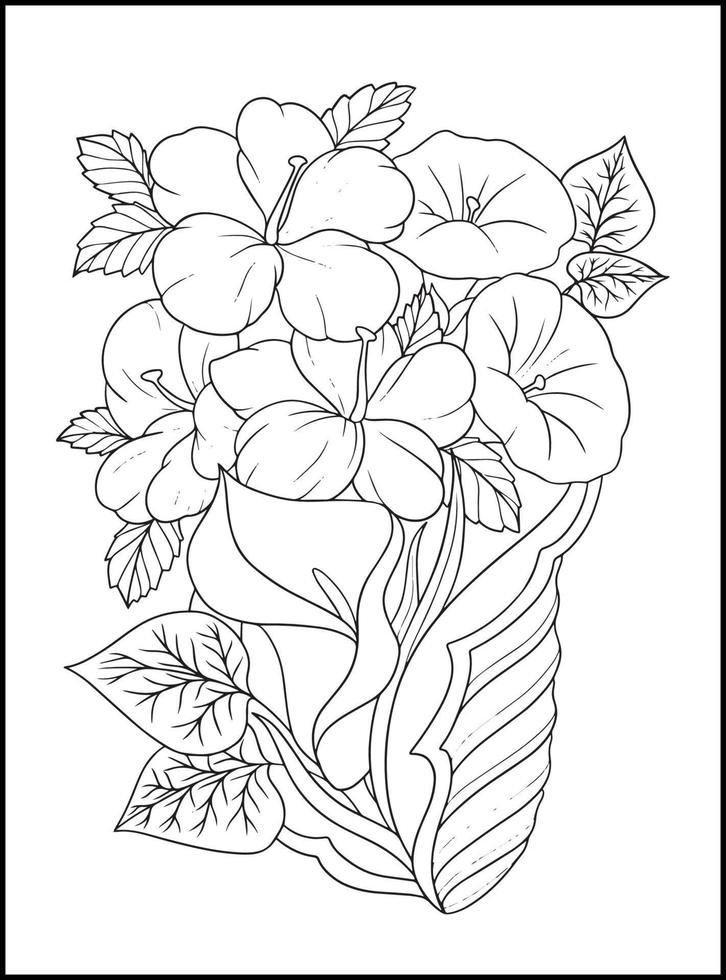 Flowers Adult Coloring Book Pages 17690747 Vector Art At Vecteezy