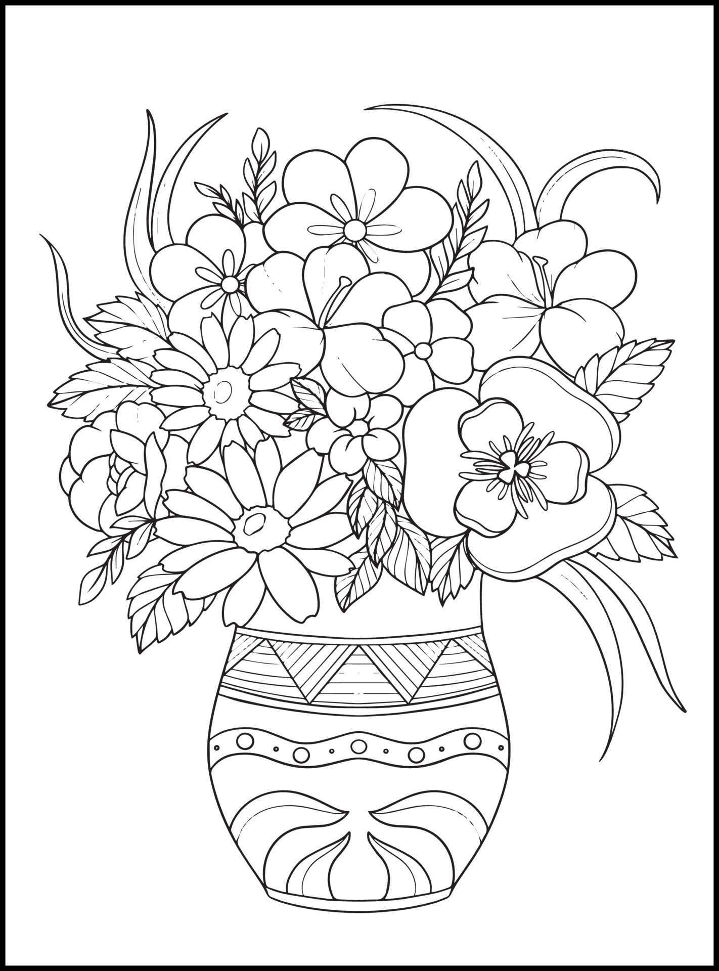Flowers Adult Coloring Book Pages 17690793 Vector Art At Vecteezy
