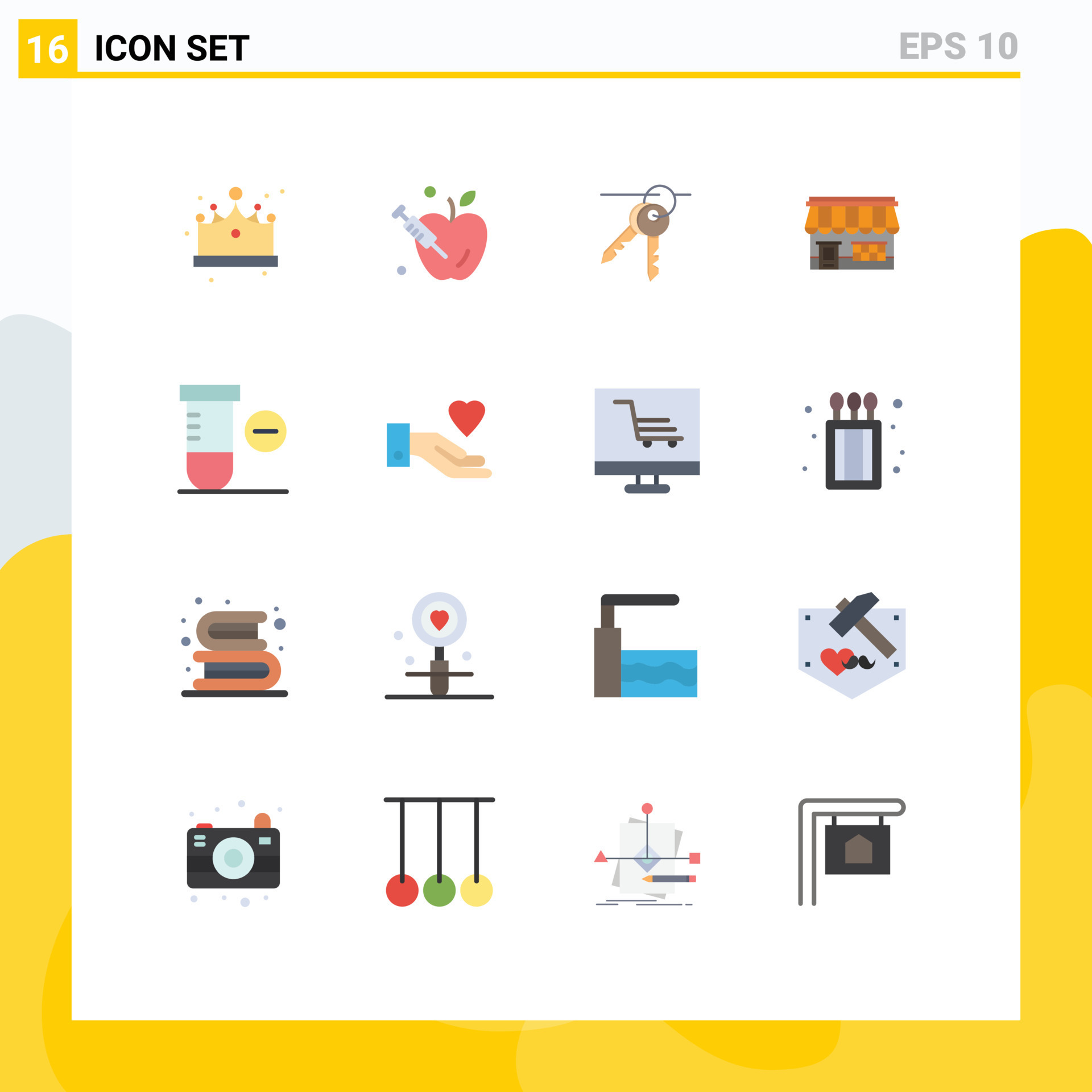 Stock Vector Icon Pack Of 16 Line Signs And Symbols For Science