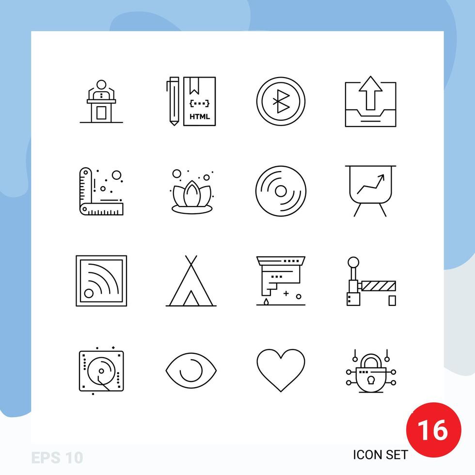 Editable Vector Line Pack Of 16 Simple Outlines Of Drawer Cabinet Coding Signal Bluetooth
