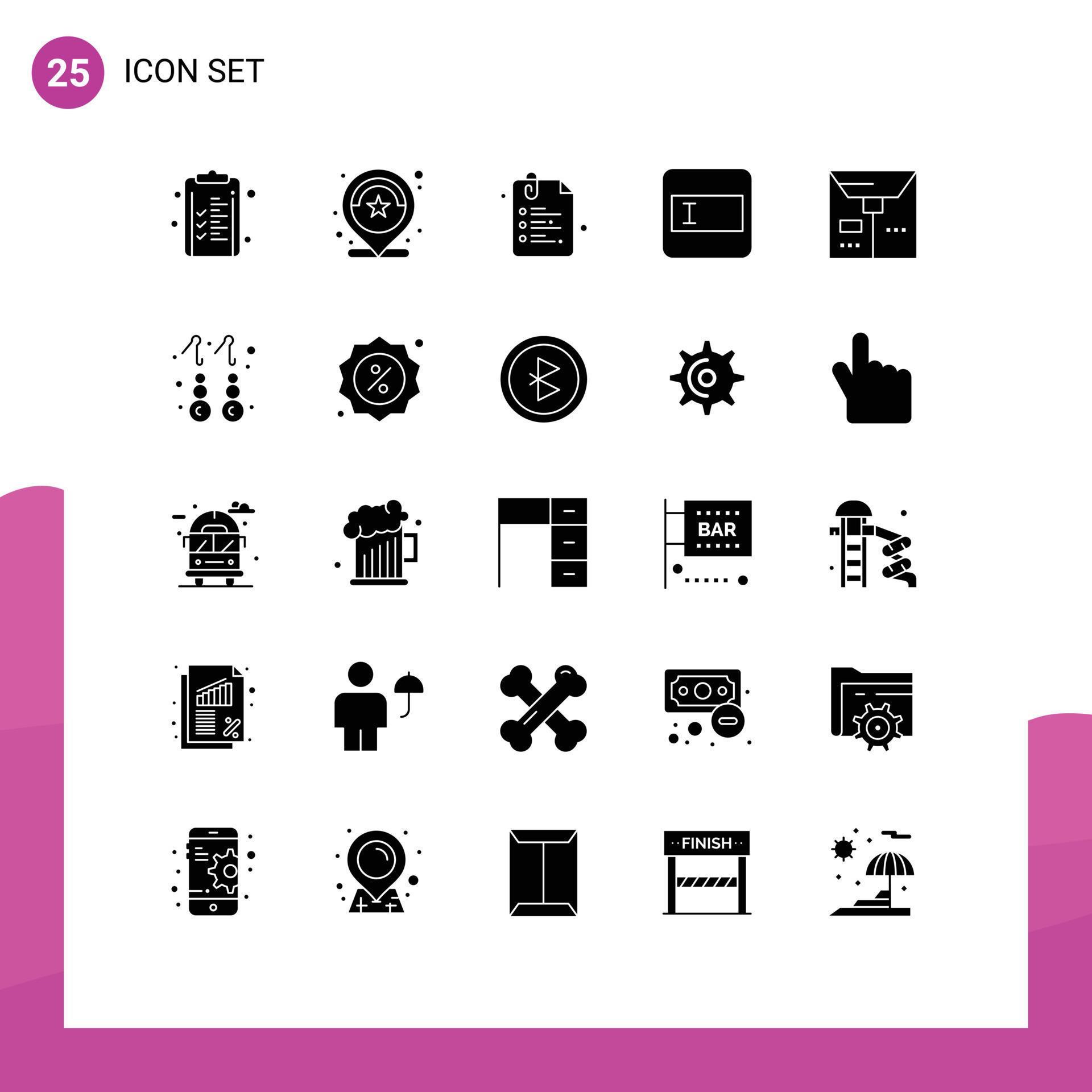 Universal Icon Symbols Group of 25 Modern Solid Glyphs of e text field ...