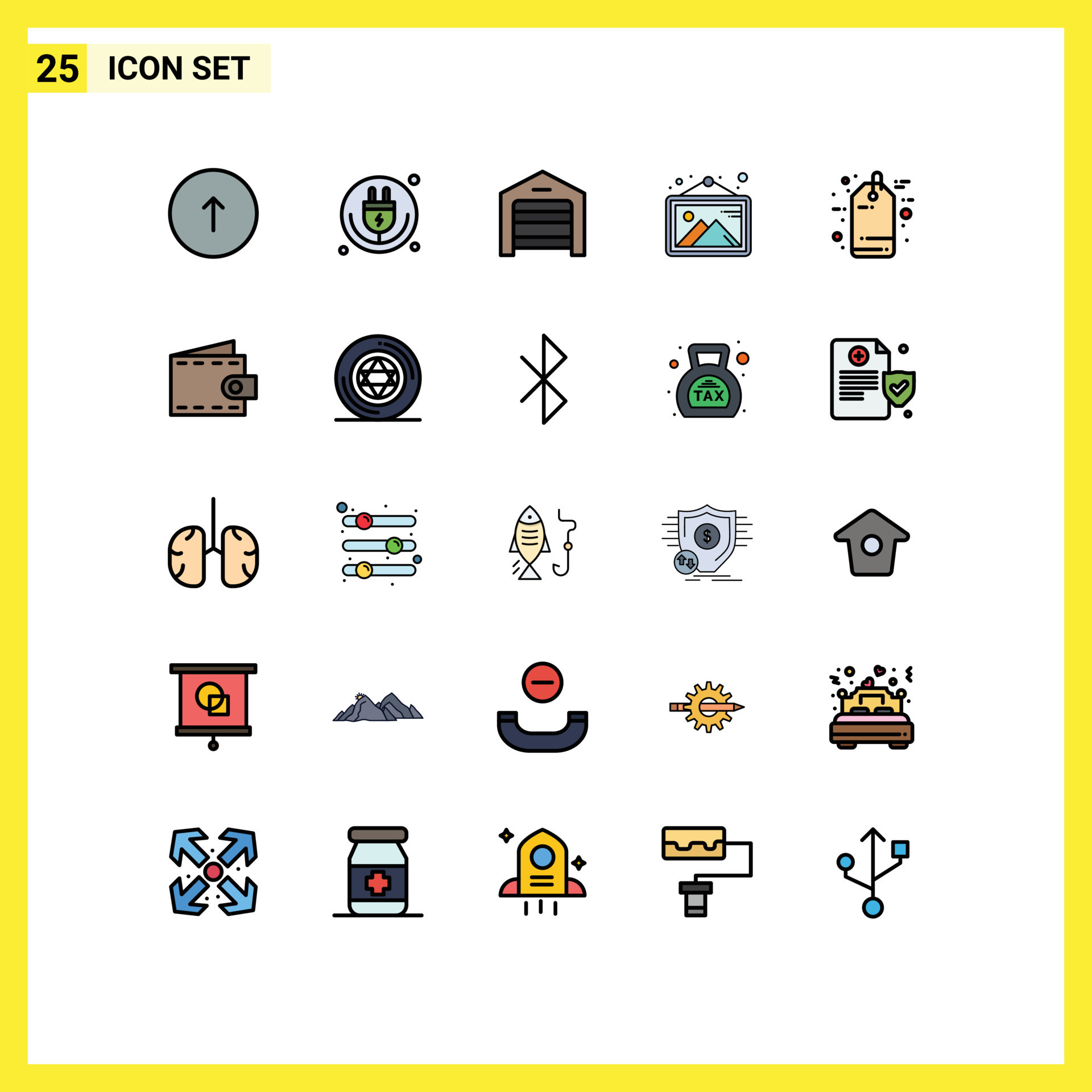 Filled Line Flat Color Pack Of 25 Universal Symbols Of Frame Image Iot Gallery Structure