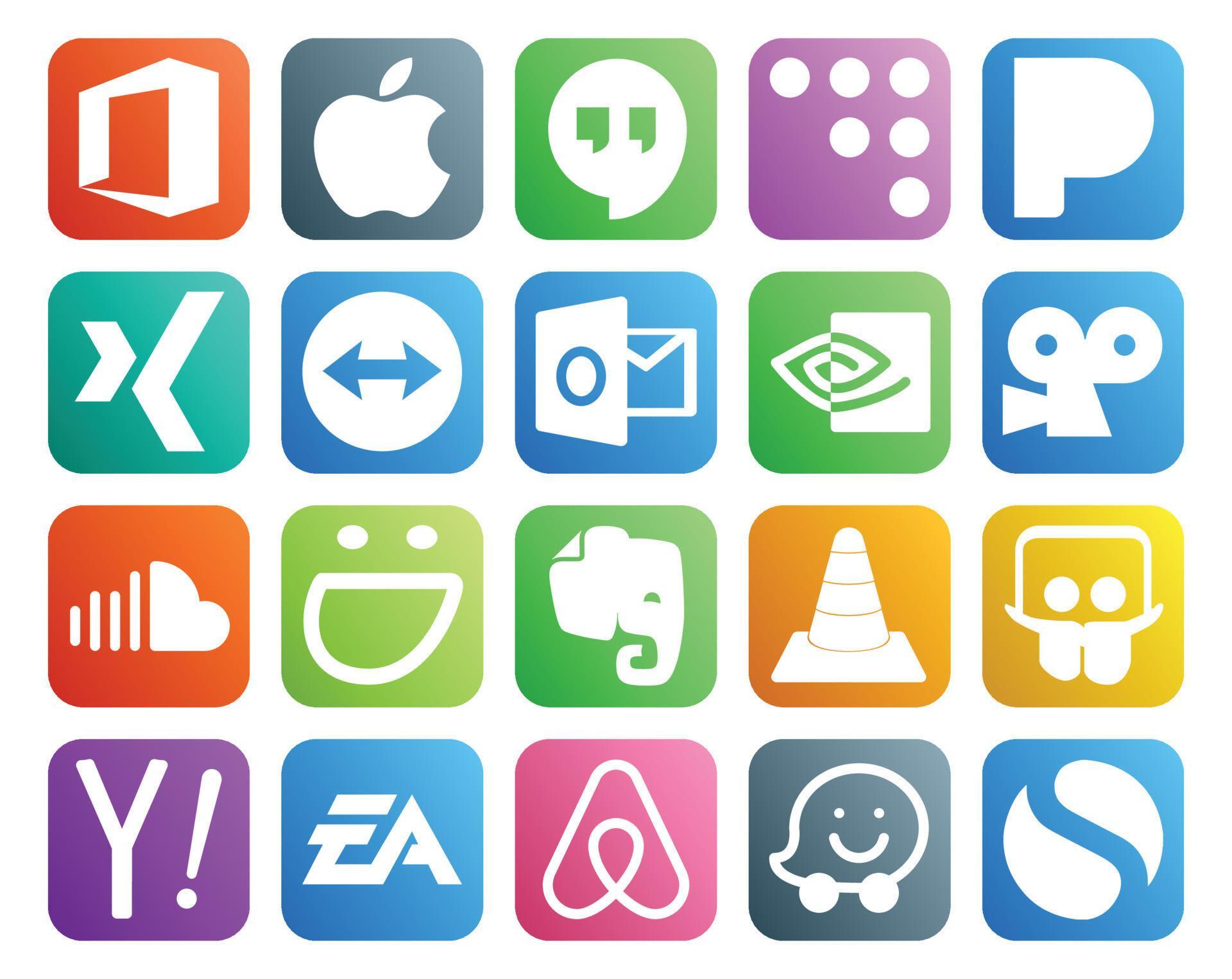 20 Social Media Icon Pack Including player vlc nvidia evernote music ...