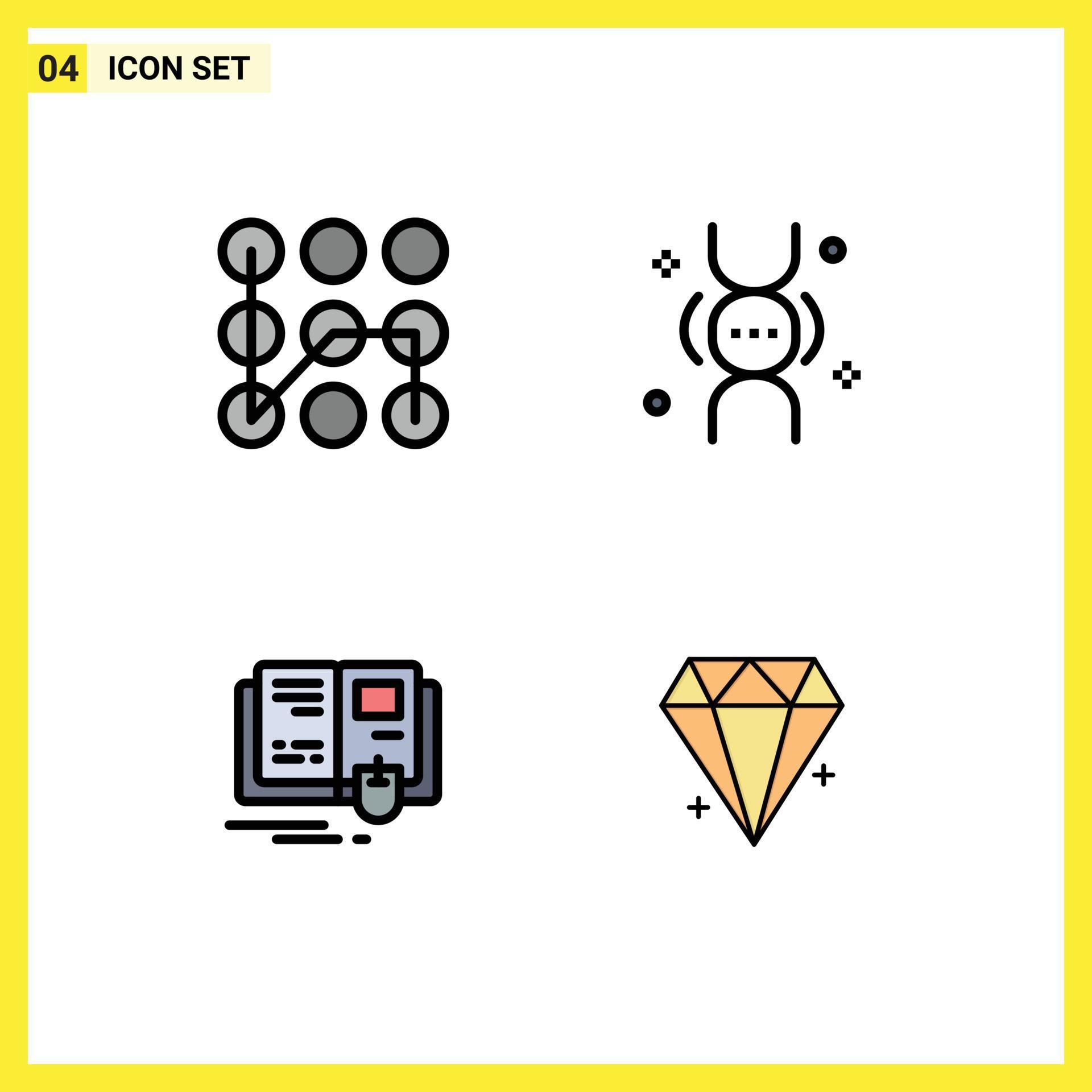 Set Of 4 Modern Ui Icons Symbols Signs For Pattern Education Security