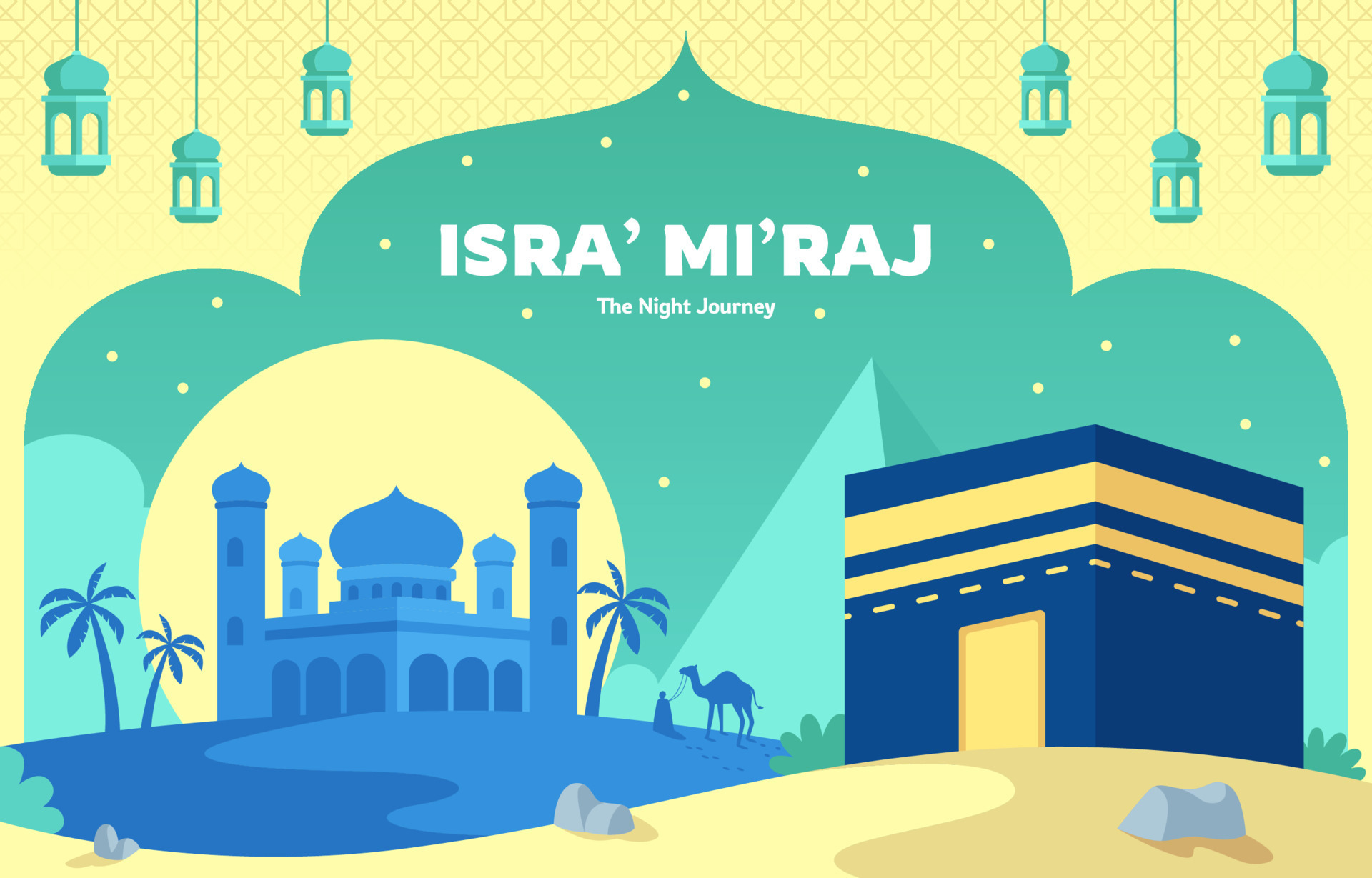 Isra Mi'raj Background with Kaaba and Mosque 17692410 Vector Art at ... Isra Mi'raj Background with Kaaba and Mosque 17692410 Vector Art at ...