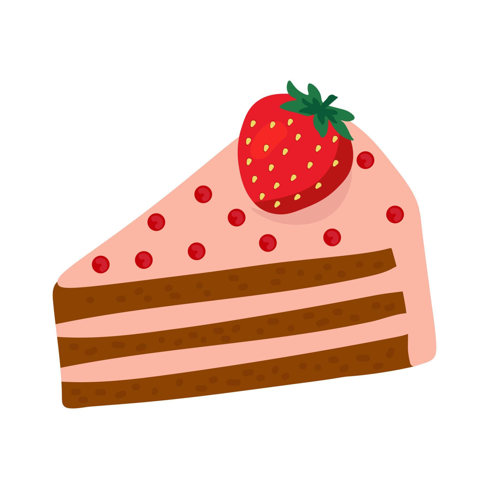 Sweet Cake Slice Strawberry Cake Love And Valentines Day Concept