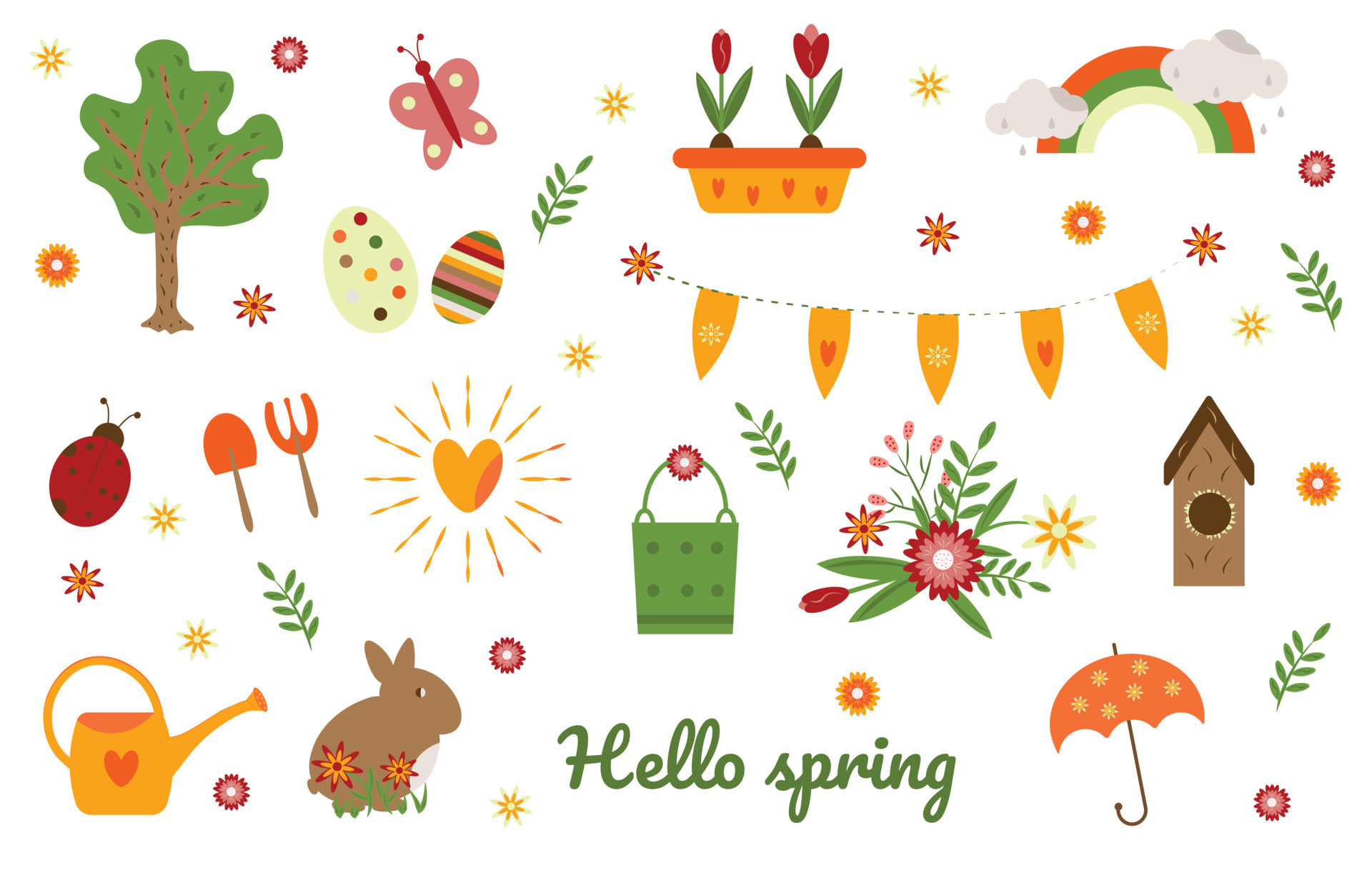 Easter spring set 17694075 Vector Art at Vecteezy