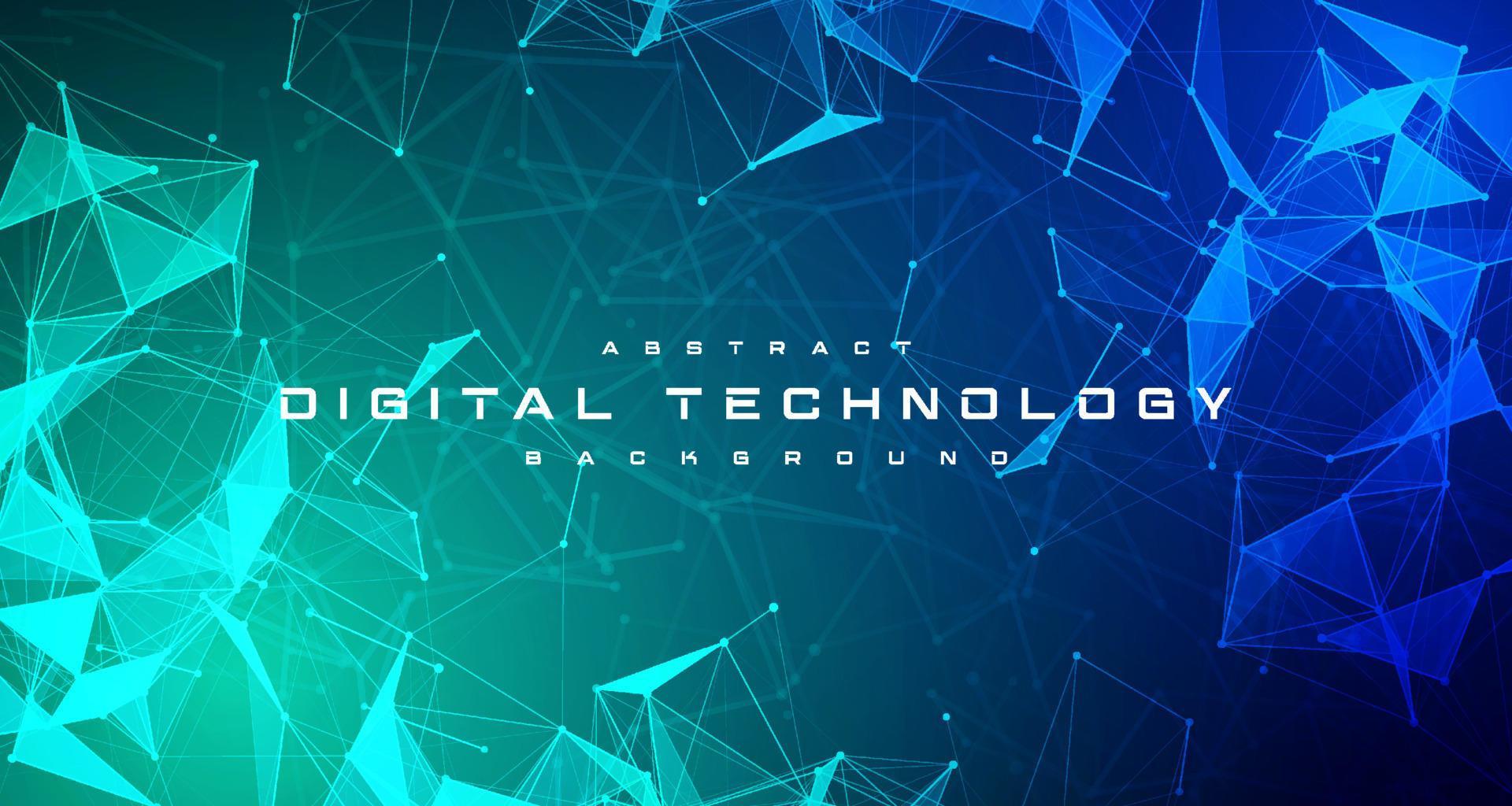 Digital technology banner blue green background concept, cyber ...