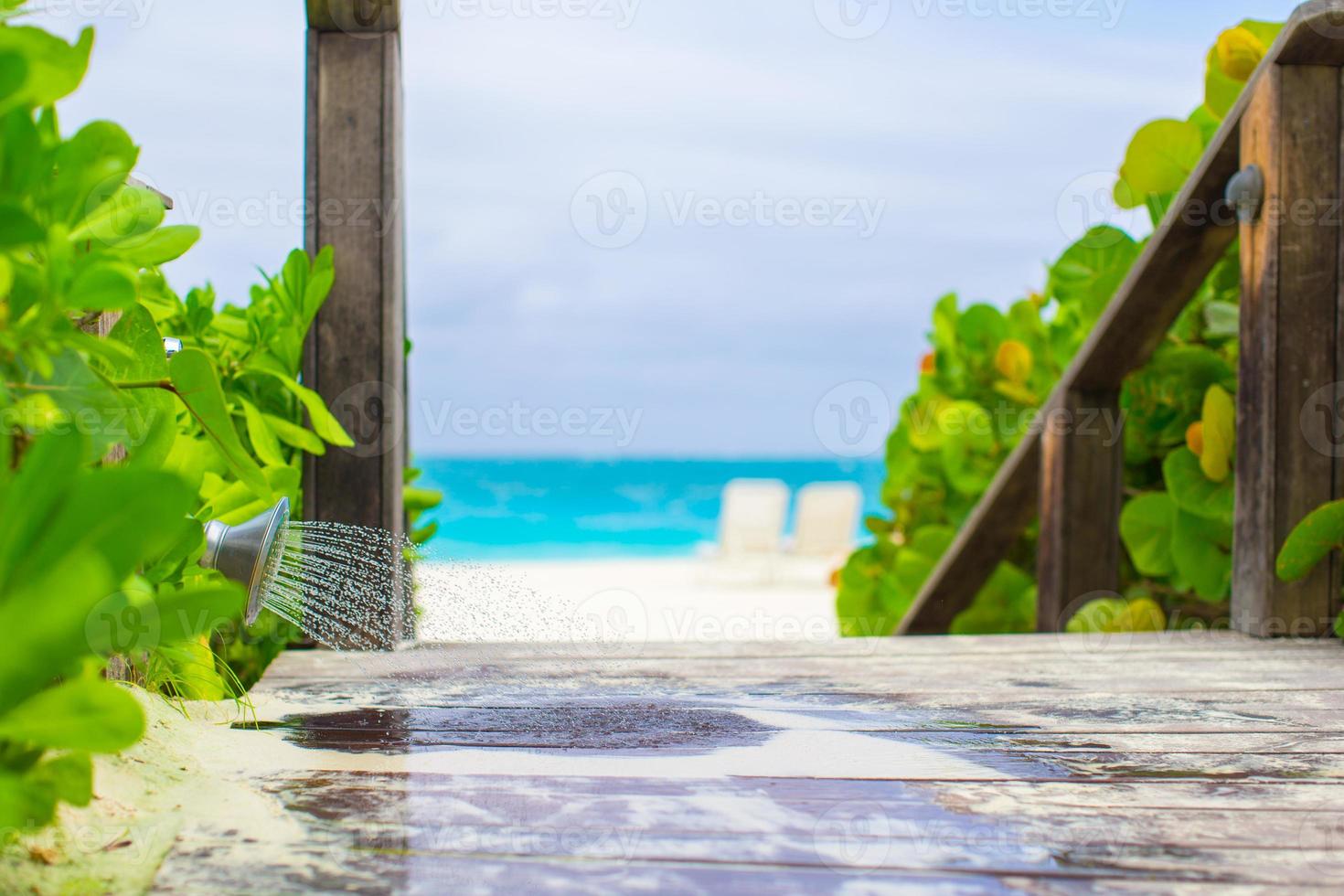 Outdoor beach shower with water at tropical resort 17702591 Stock Photo at Vecteezy