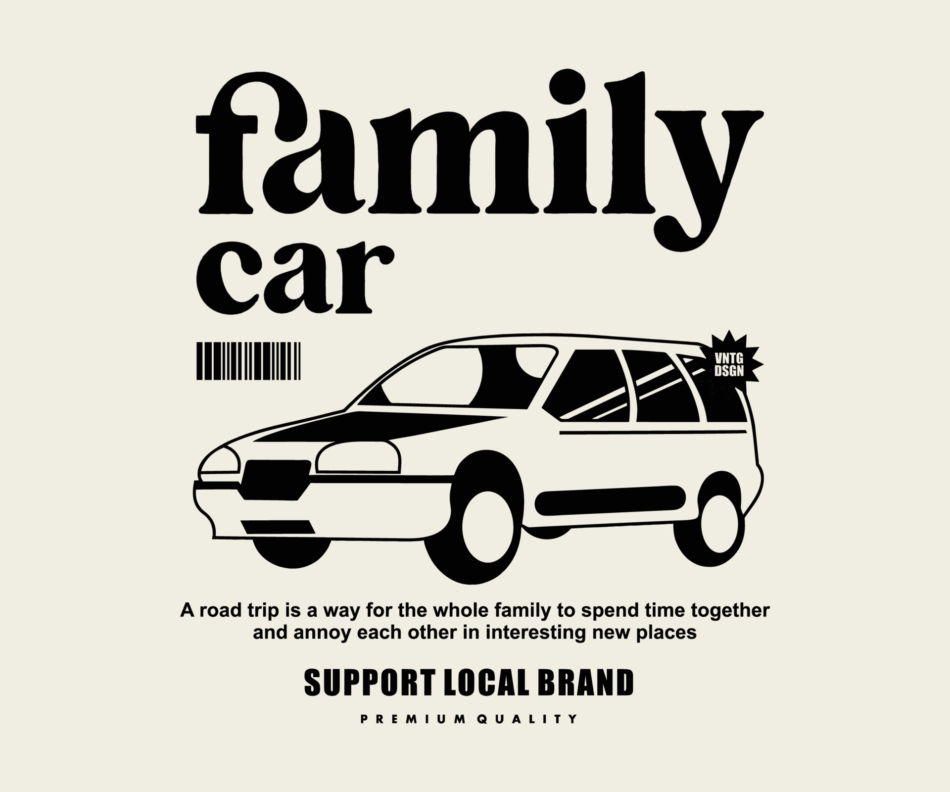 Vintage Illustration Of Car T Shirt Design Vector Graphic Typographic