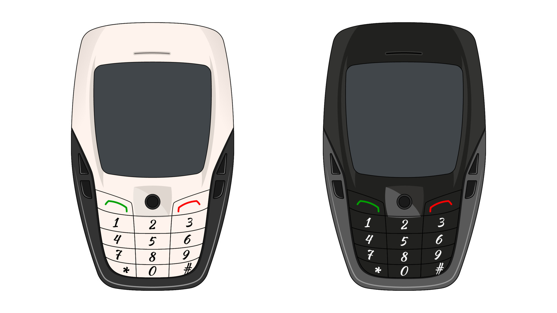 Old Mobile Phone Vector Old Keypad Phones Nostalgia Vector Objects