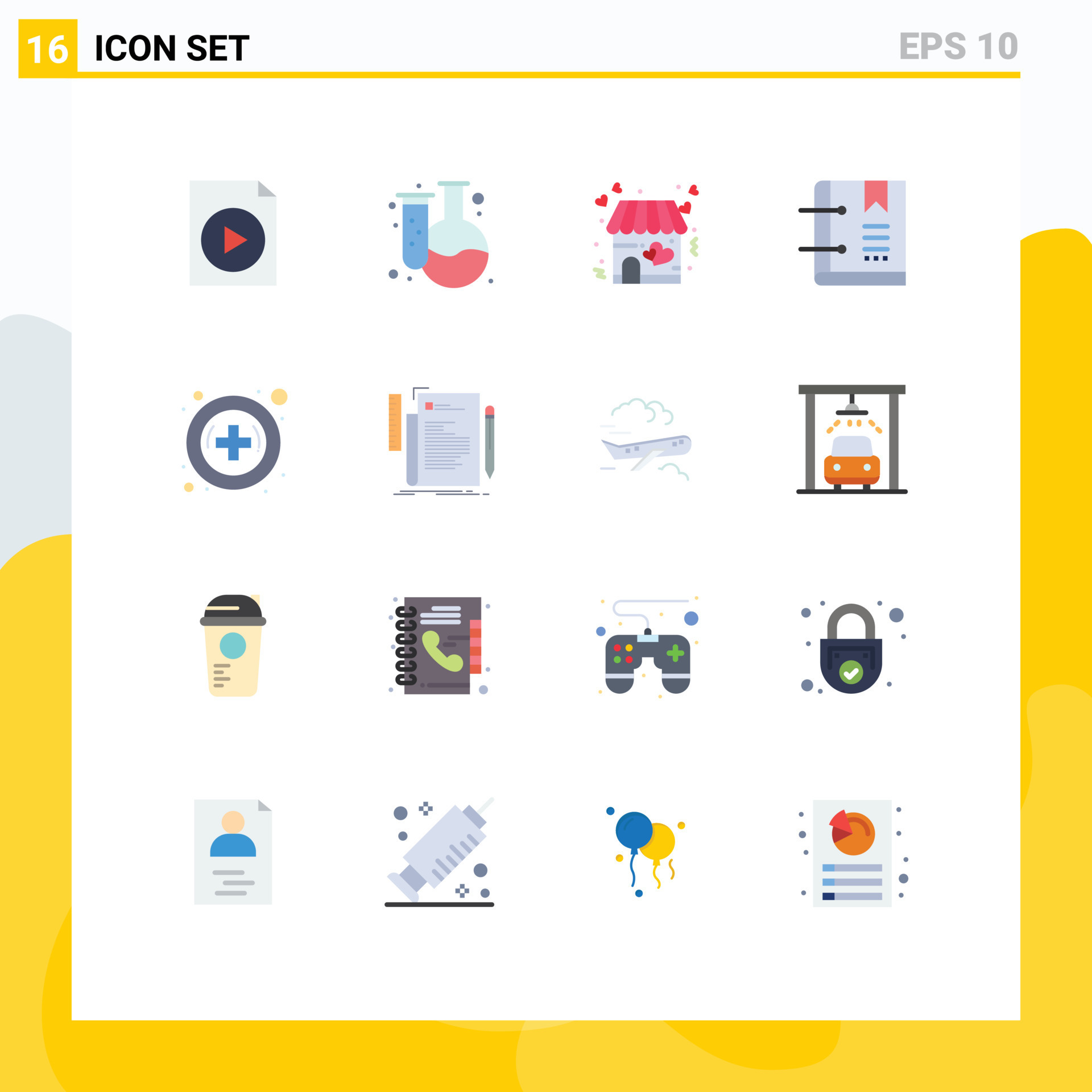 Set of 16 Modern UI Icons Symbols Signs for medical page shop marker bookmark Editable Pack of ...