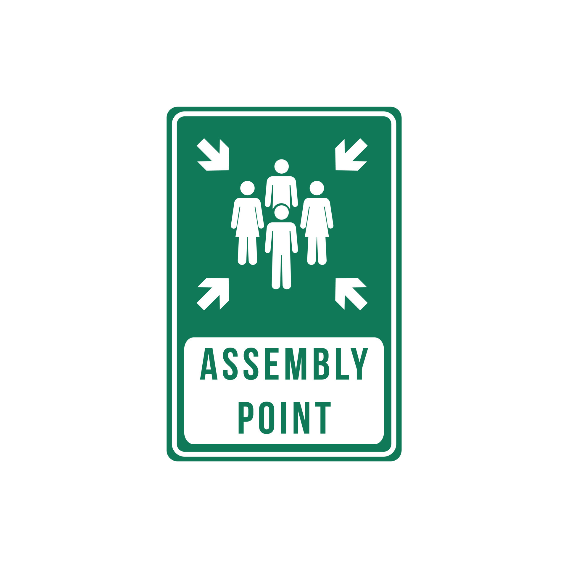 Emergency evacuation assembly point sign, gathering point sign board ...