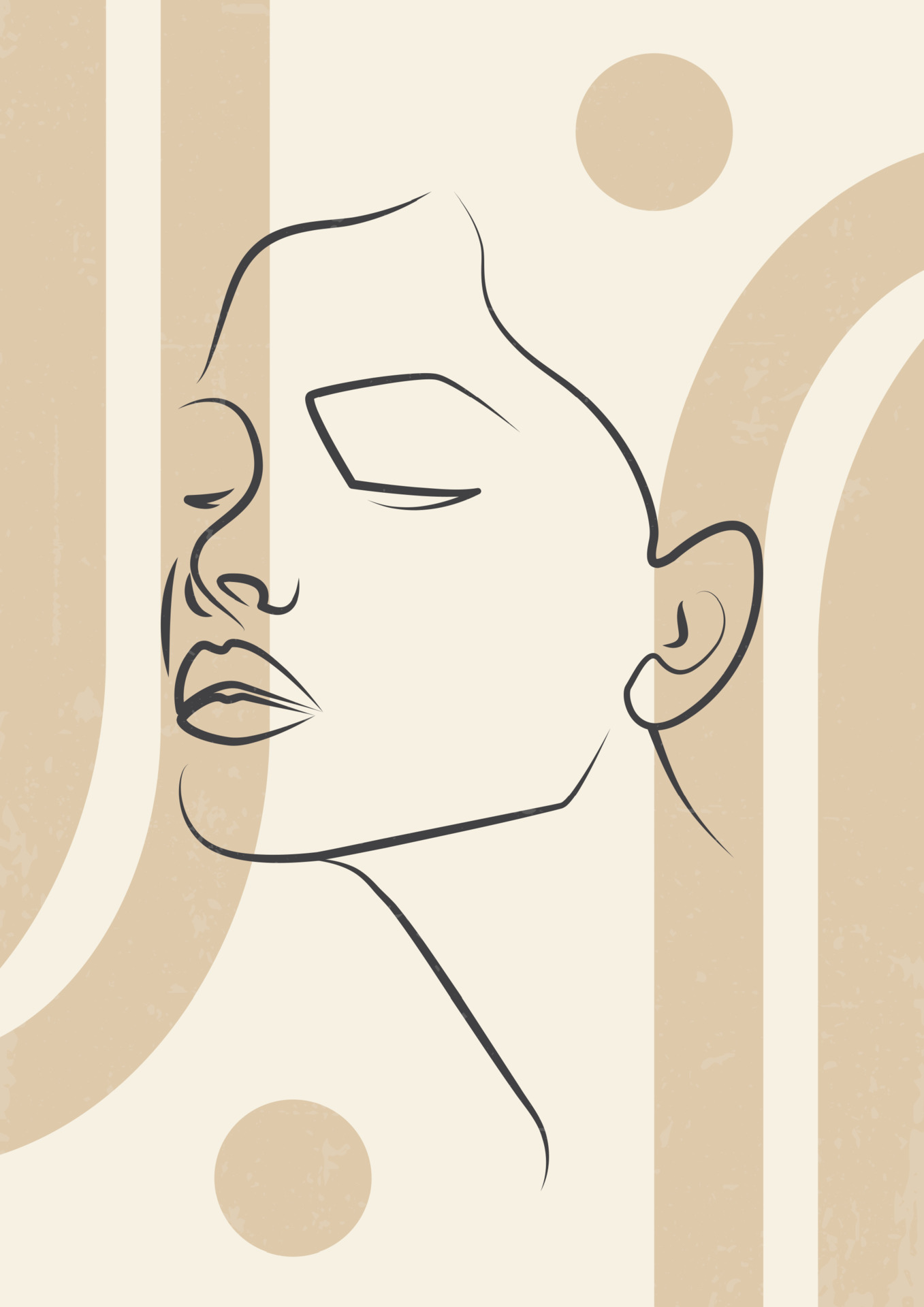 Woman Face Profile And Lines Art Drawing Vector Illustration For Home Decoration Print 17721843