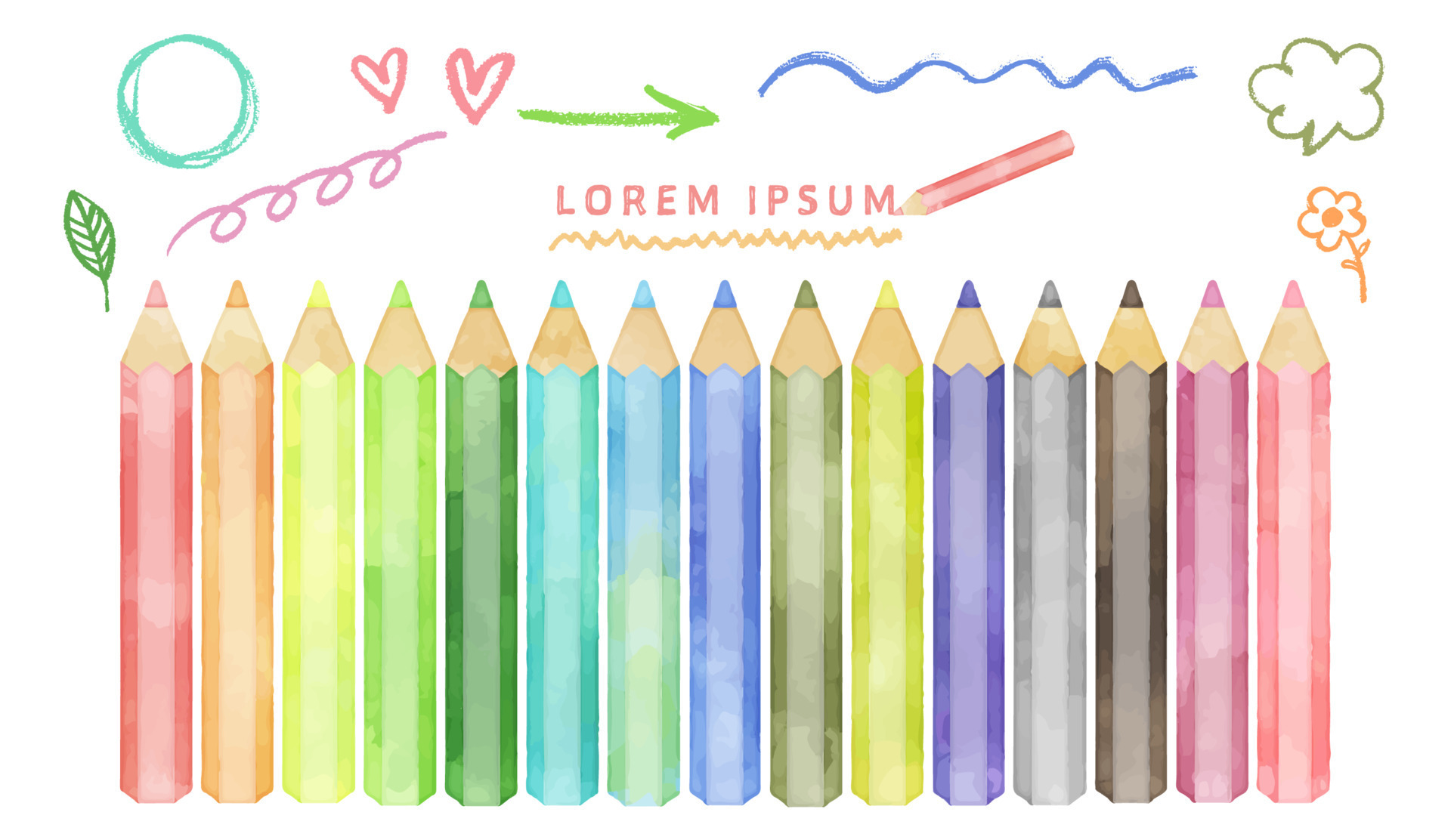 Watercolor Pencils Illustration On White Background 17722735 Vector Art At Vecteezy