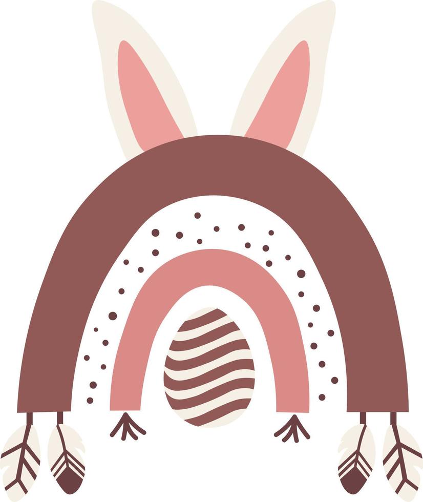 Easter Bunny Boho Rainbow isolated Vector illustration on white ...
