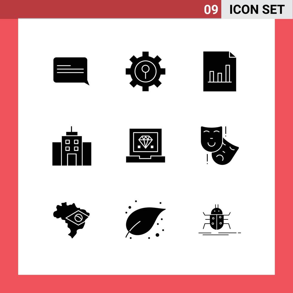 9 Thematic Vector Solid Glyphs And Editable Symbols Of Programming Develop Document Coding