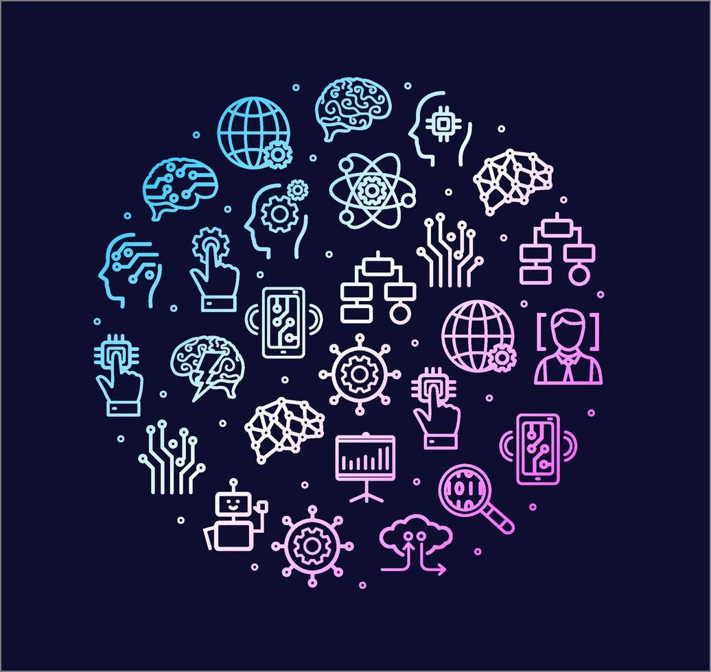 Ai Signs Round Design Template Thin Line Icon Concept Vector 17724170