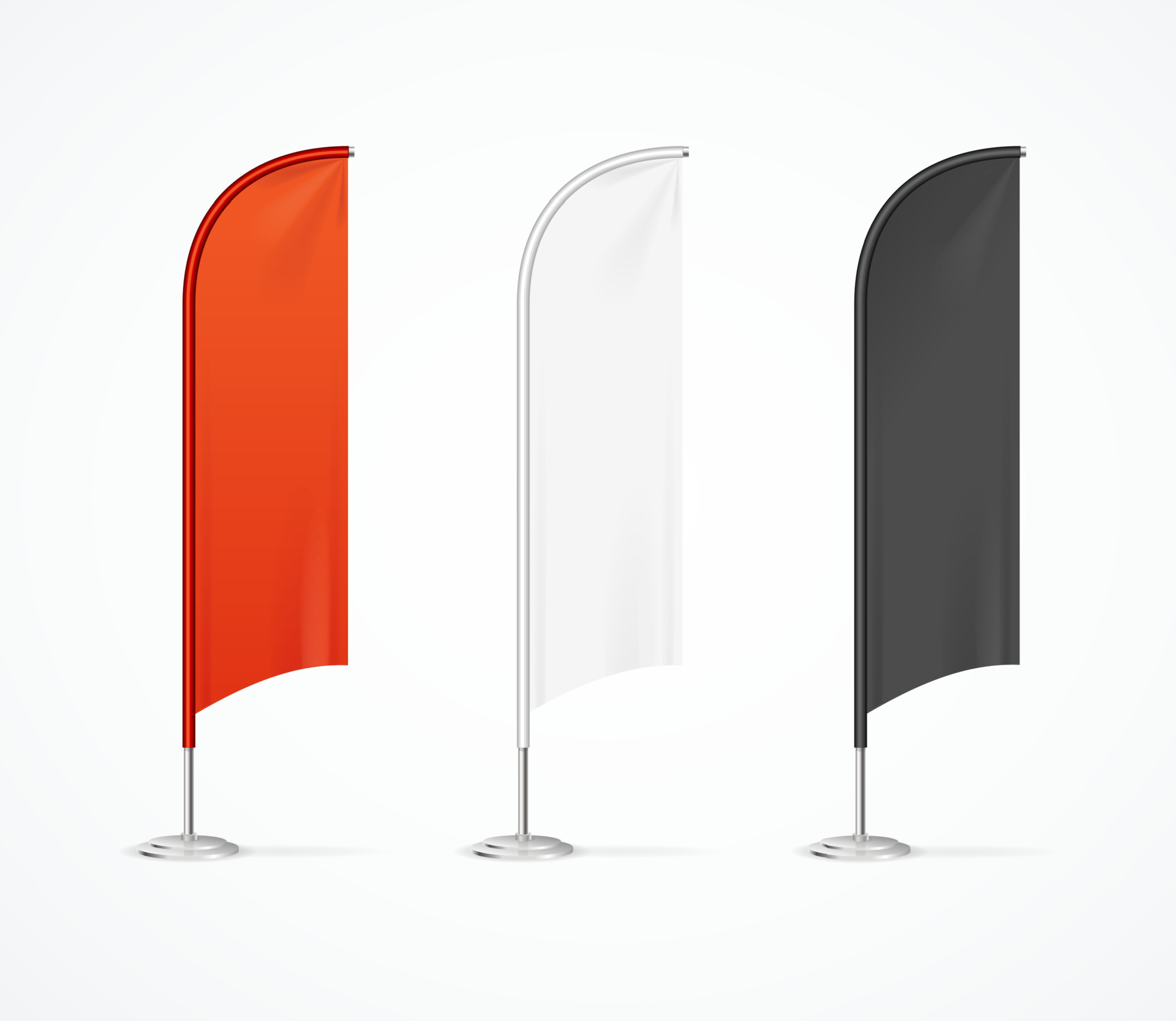 Realistic Detailed 3d Color Blank Expo Stand Flag Template Mockup Set ... Realistic Detailed 3d Color Blank Expo Stand Flag Template Mockup Set ...