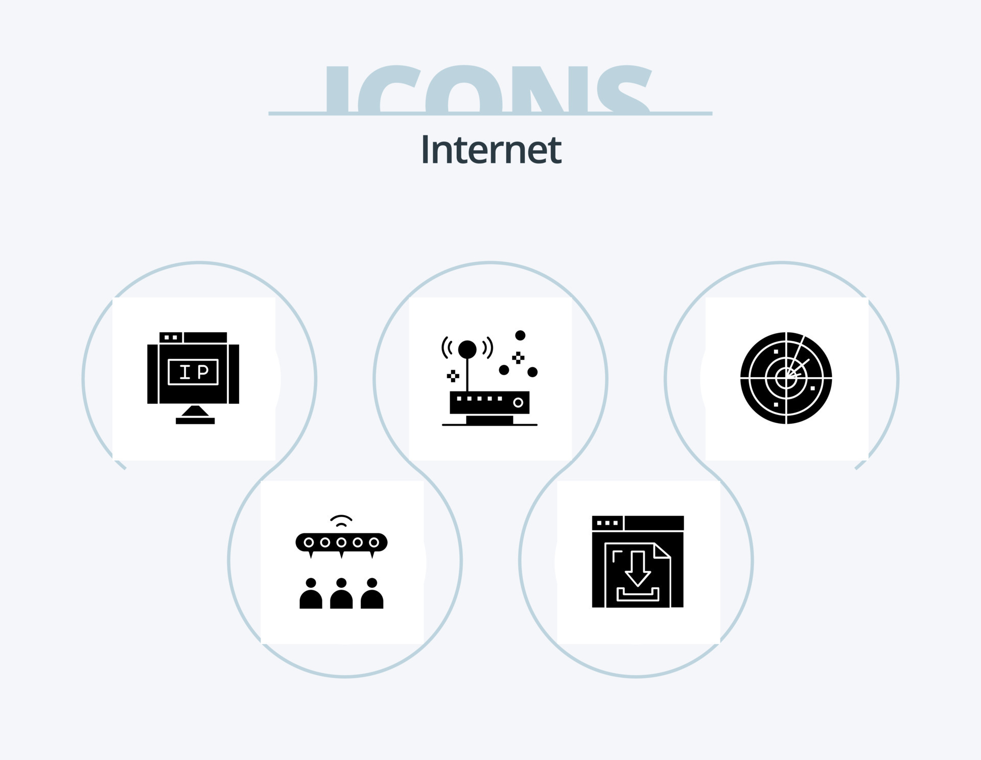 Internet Glyph Icon Pack 5 Icon Design Radar Network Internet