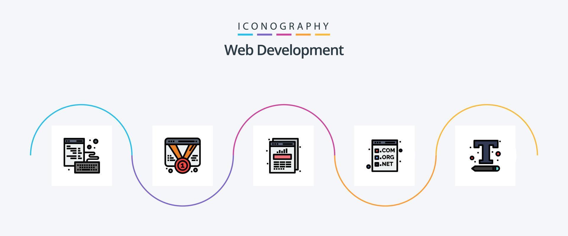 Web Development Line Filled Flat 5 Icon Pack Including Programming Com