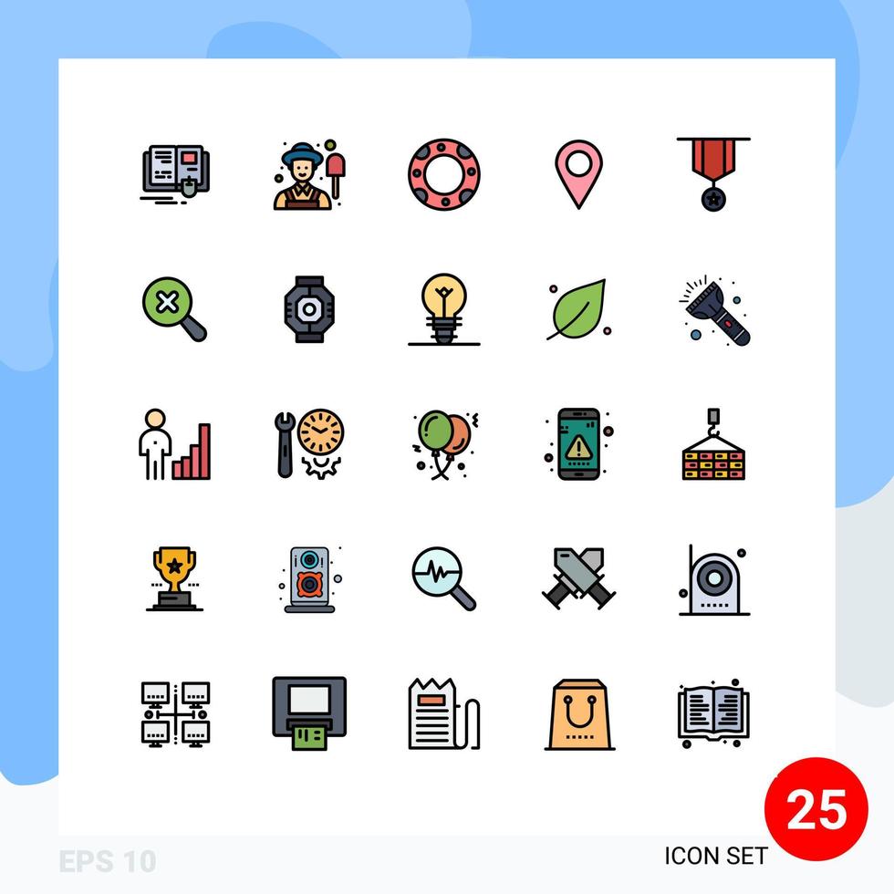 Stock Vector Icon Pack of 25 Line Signs and Symbols for star insignia ...