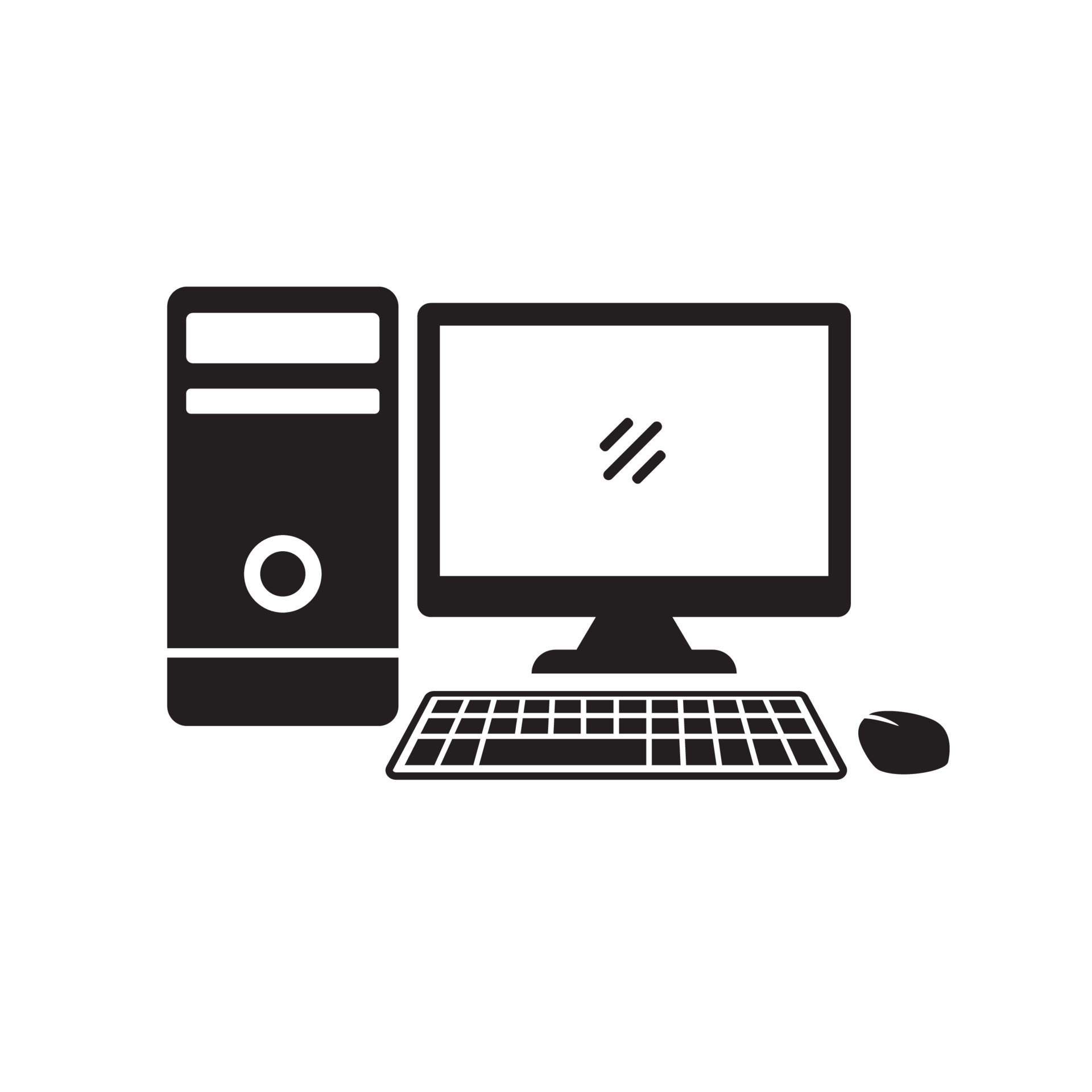 Computer icon with simple black color isolated on white background ... Computer icon with simple black color isolated on white background ...