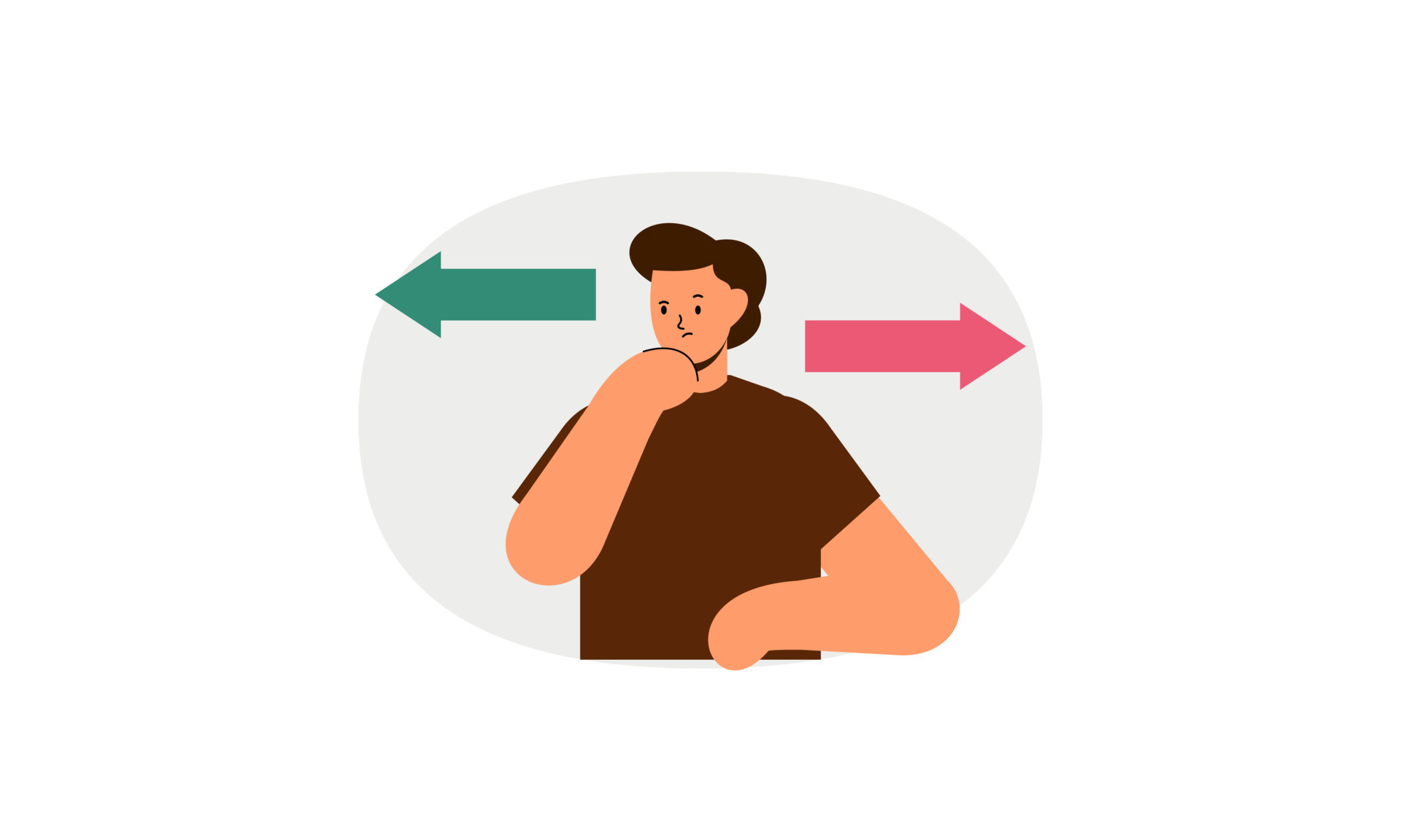 Choice Between Two Options Concept Dilemma Concept Puzzled Questioned Man Doubting Deciding