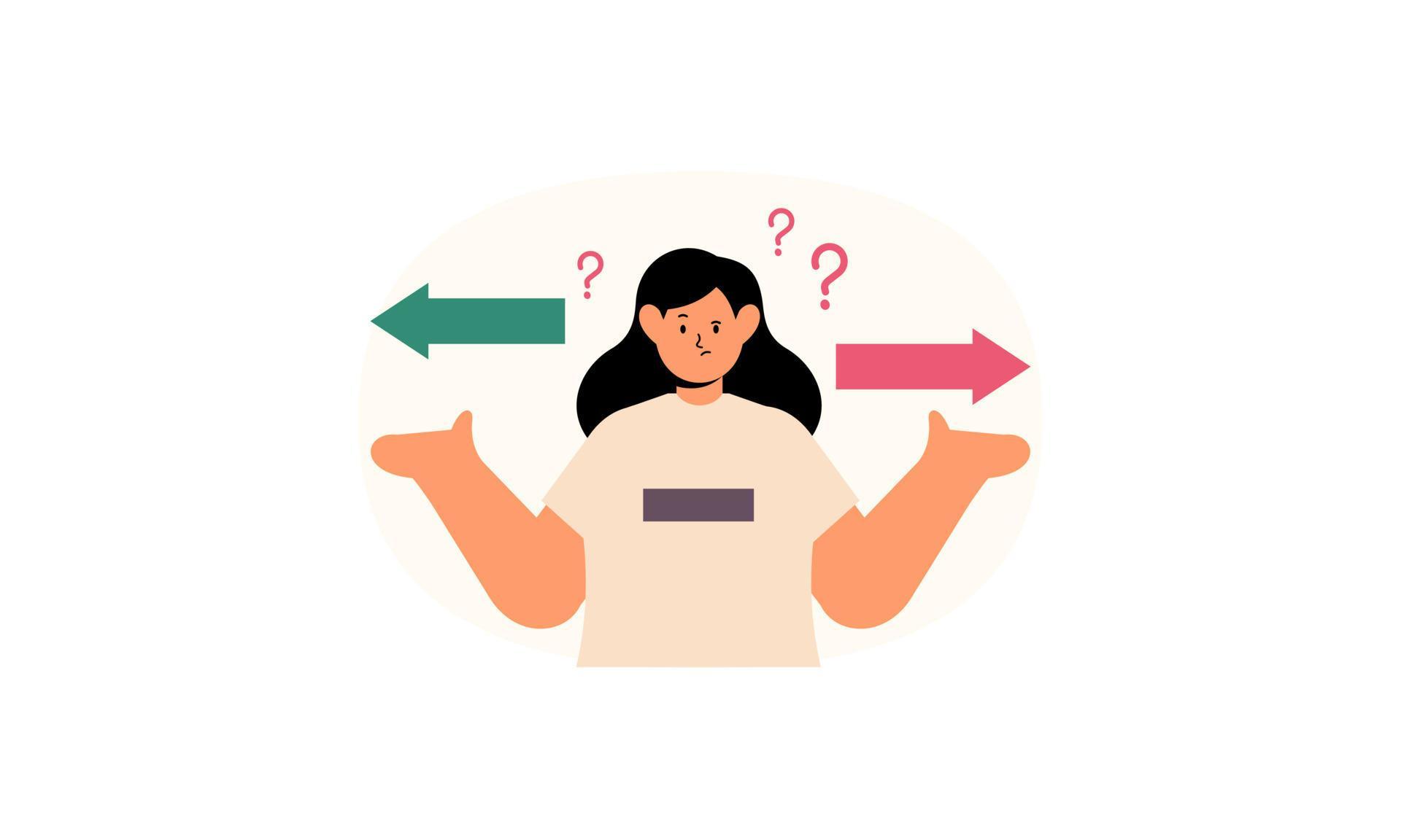 Choice Between Two Options Concept Dilemma Concept Puzzled Questioned Man Doubting Deciding