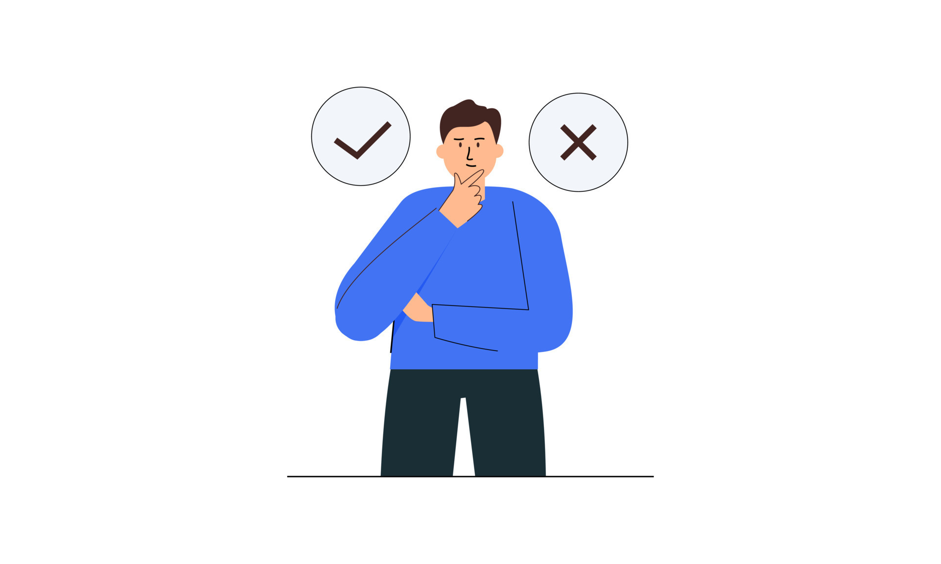 Choice Between Two Options Concept Dilemma Concept Puzzled Questioned Man Doubting Deciding