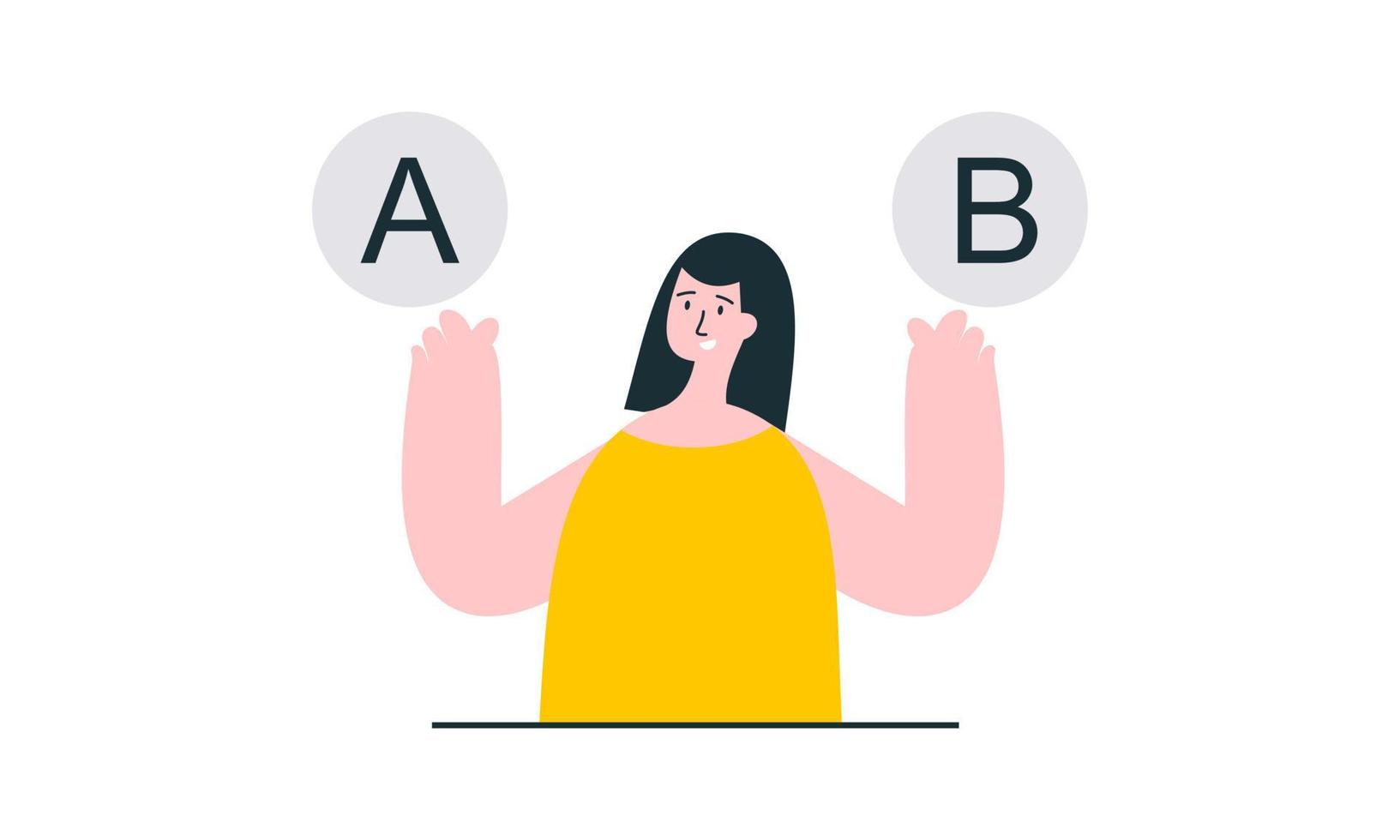 Choice between two options concept. Dilemma concept. Puzzled questioned ...