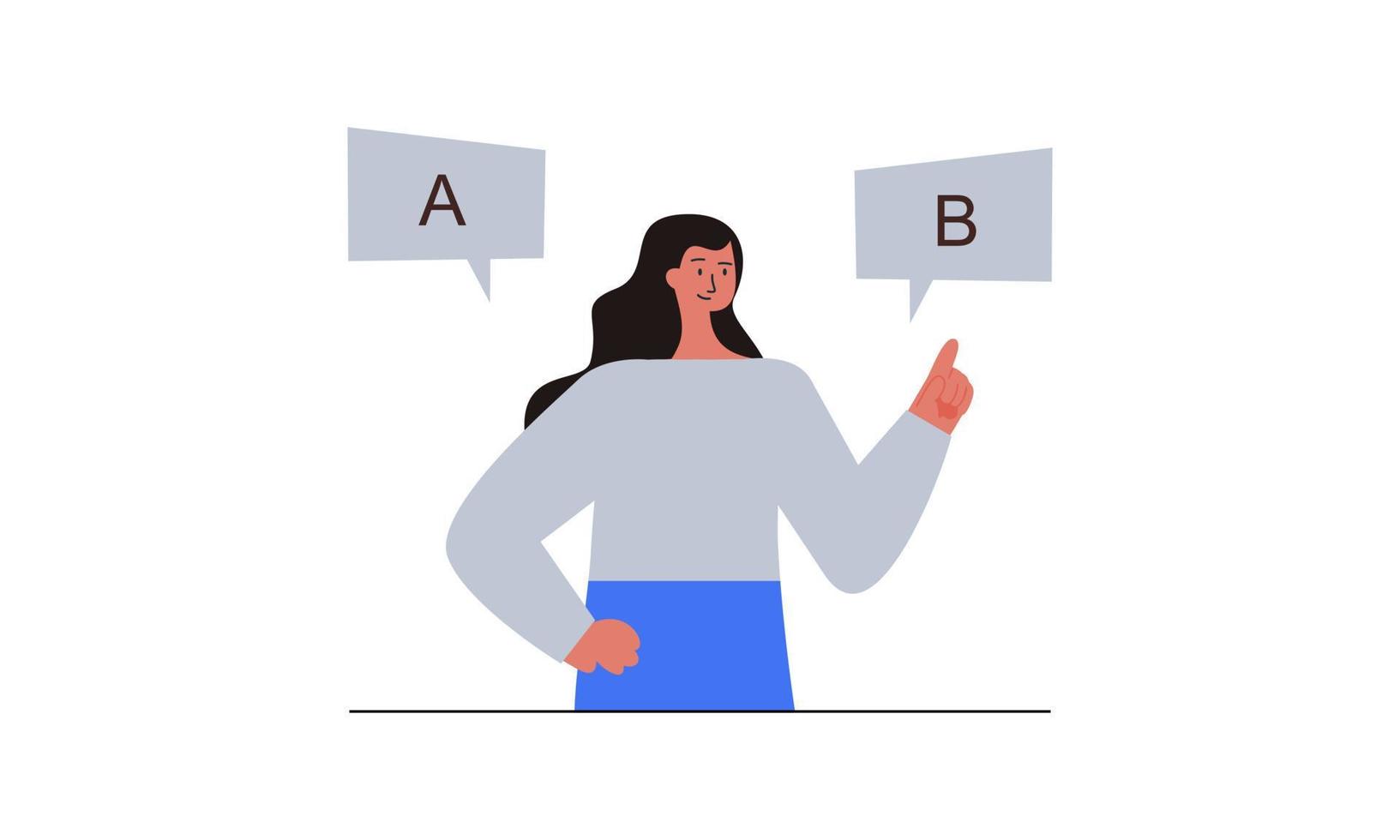 Choice between two options concept. Dilemma concept. Puzzled questioned ... Choice between two options concept. Dilemma concept. Puzzled questioned ...