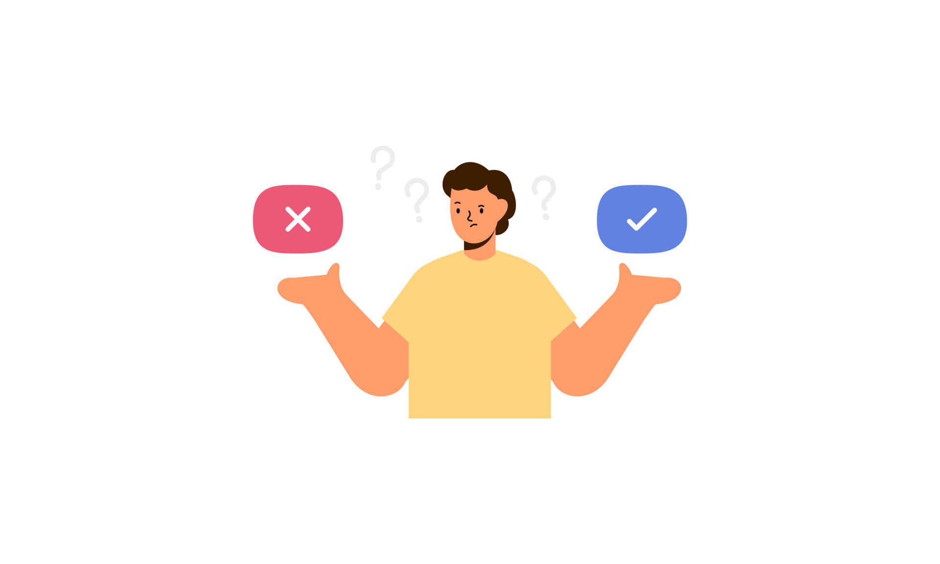 Choice between two options concept. Dilemma concept. Puzzled questioned ... Choice between two options concept. Dilemma concept. Puzzled questioned ...