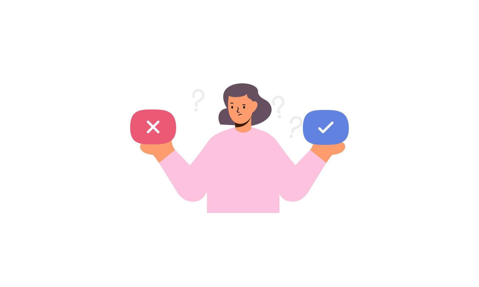 Choice Between Two Options Concept Dilemma Concept Puzzled Questioned Man Doubting Deciding