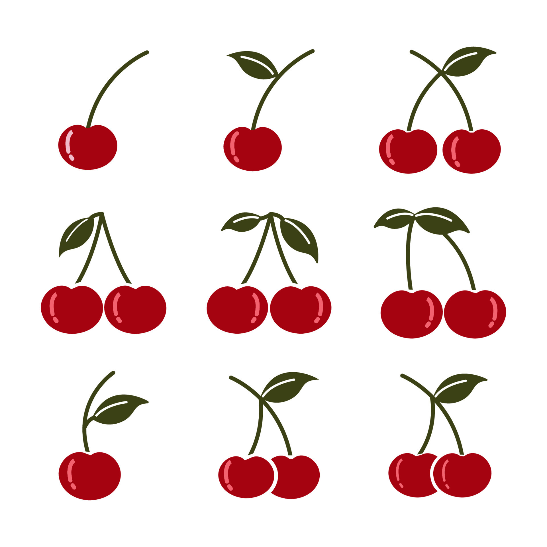 Cherry Icon Set Vector 17735420 Vector Art At Vecteezy