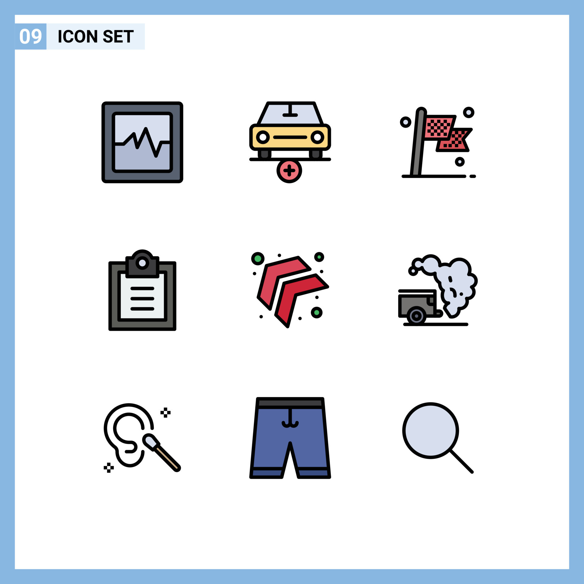 Set of 9 Modern UI Icons Symbols Signs for left arrow checkered todo ...