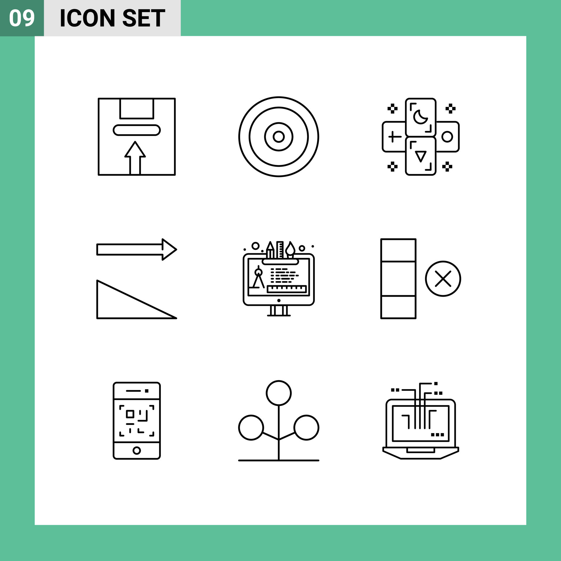 Set of 9 Modern UI Icons Symbols Signs for tool sorting web sort zodiac ...