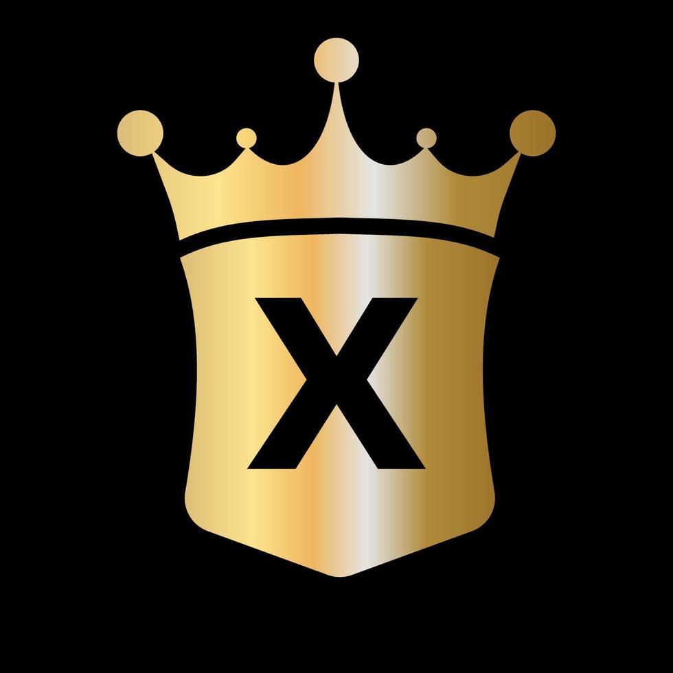 plantilla de vector de logotipo de corona y escudo de letra x con ... plantilla de vector de logotipo de corona y escudo de letra x con ...