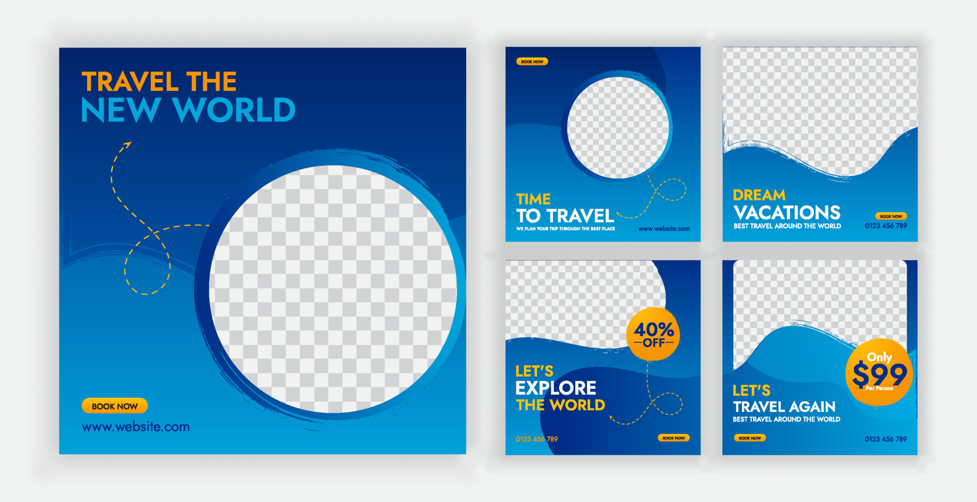 Set of editable social media instagram carousel post, Travel and tour adventure instant post ...