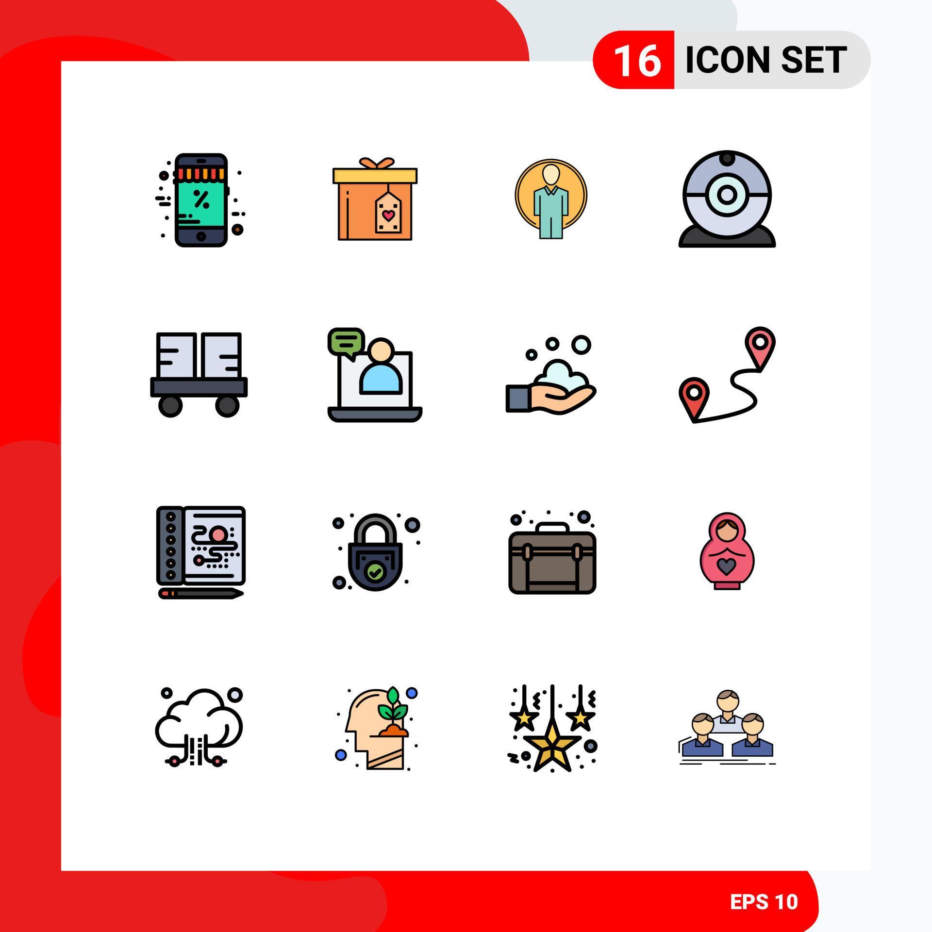 Stock Vector Icon Pack of 16 Line Signs and Symbols for forklift ...