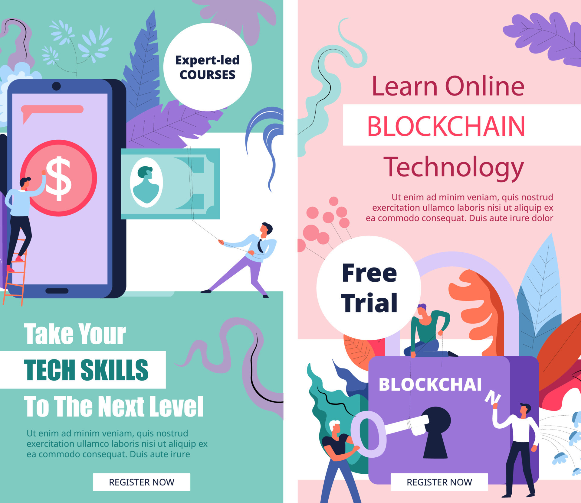 Learn blockchain technology online, website page 17743651 Vector Art at Vecteezy