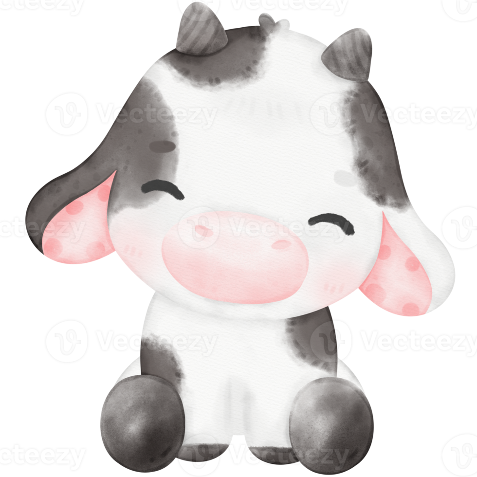 Cute Baby Cow watercolor Illustration 17745572 PNG