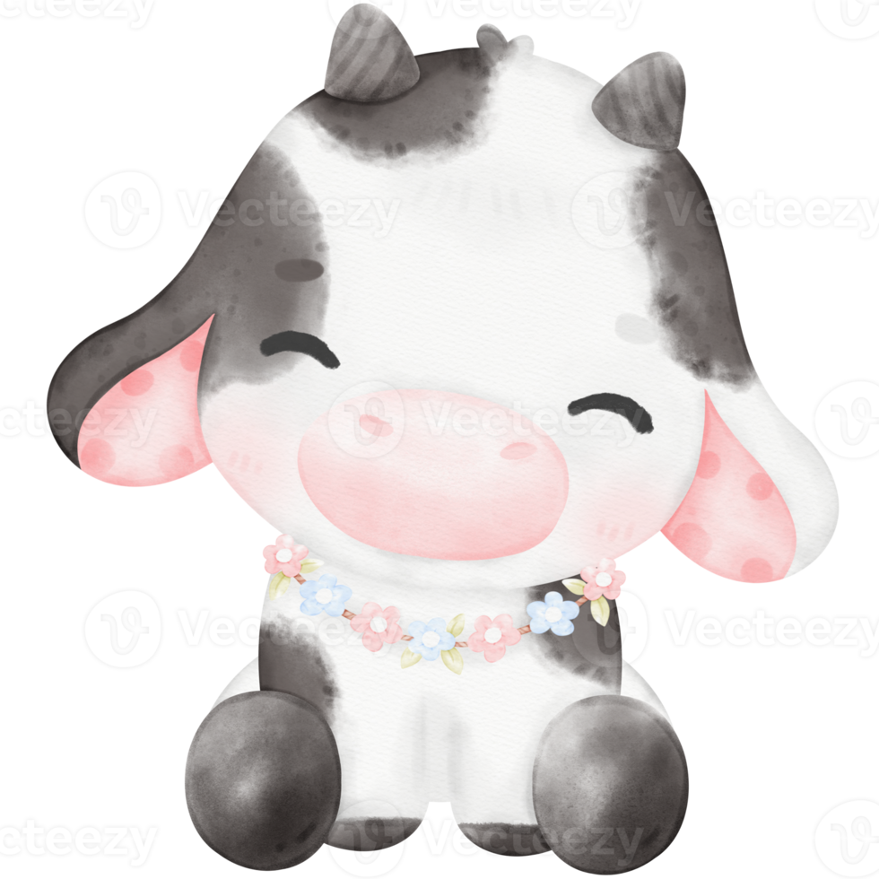 Cute Baby Cow watercolor Illustration 17745580 PNG