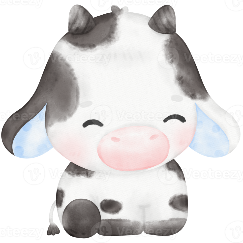 Cute Baby Cow watercolor Illustration 17745623 PNG