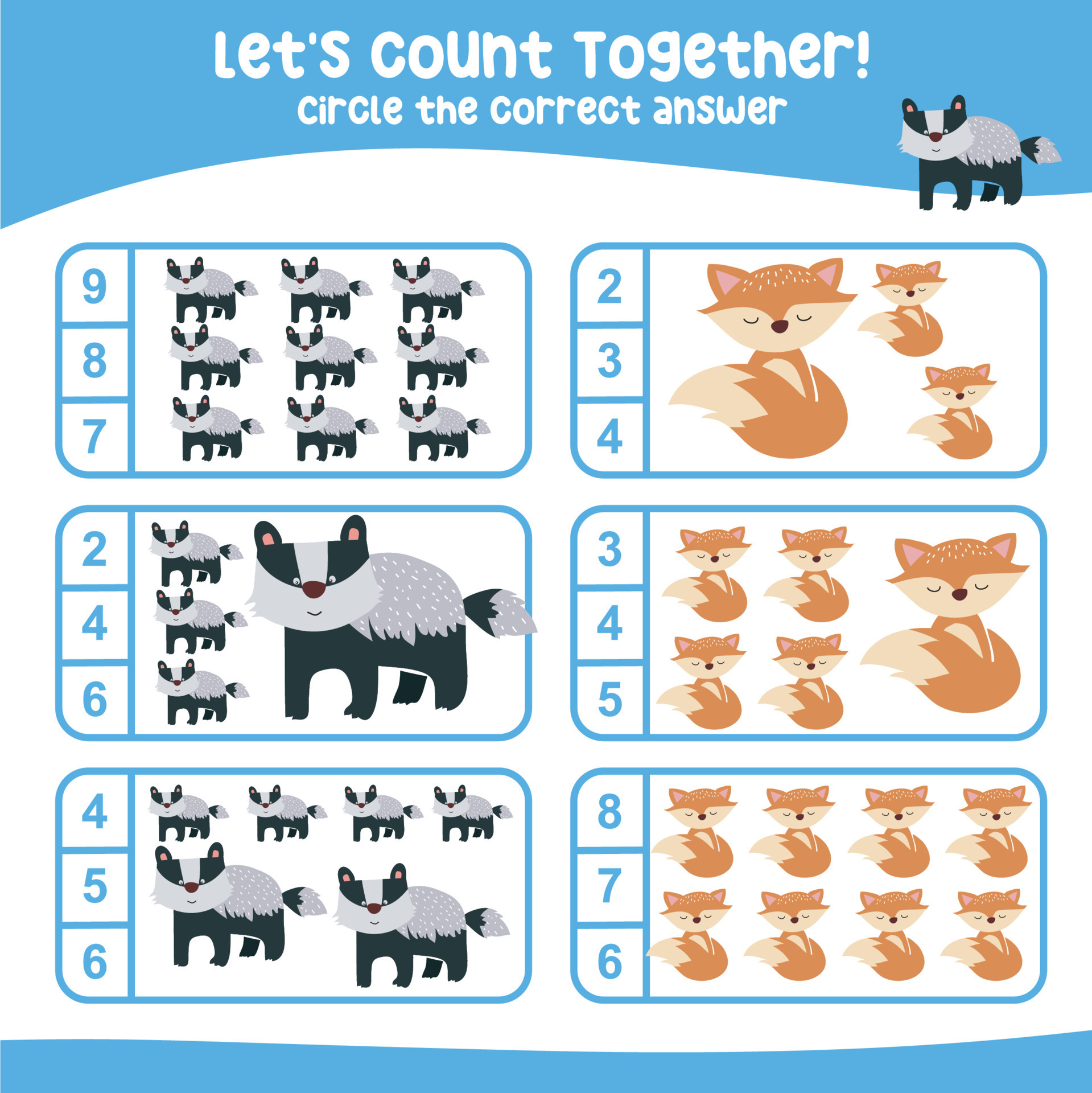 Lets count together worksheet. Educational printable math worksheet. Math game for children ...