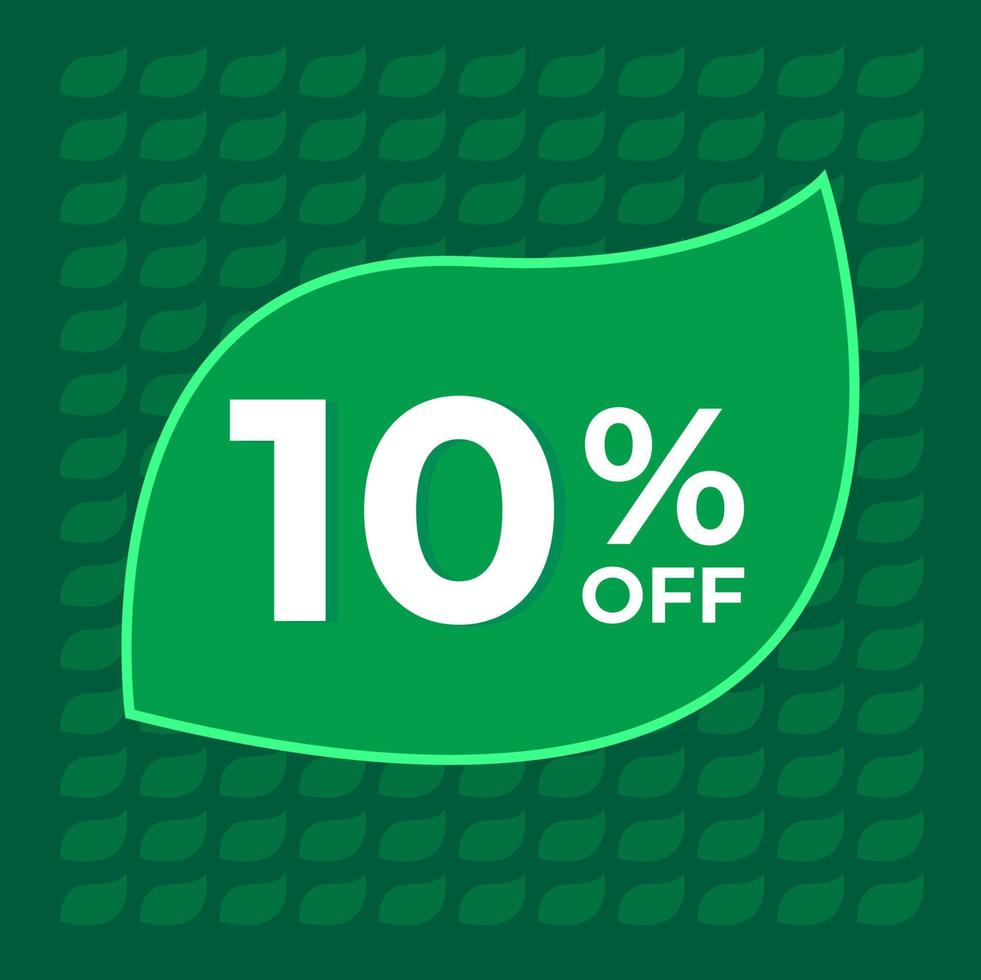 10-percent-off-ten-percent-off-on-a-green-background-with-tree-leaf