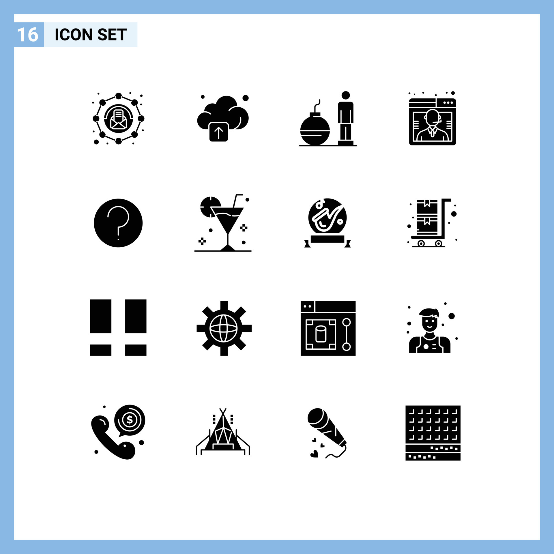 Set Of 16 Modern Ui Icons Symbols Signs For Ui Basic Debt Support Customer Editable Vector