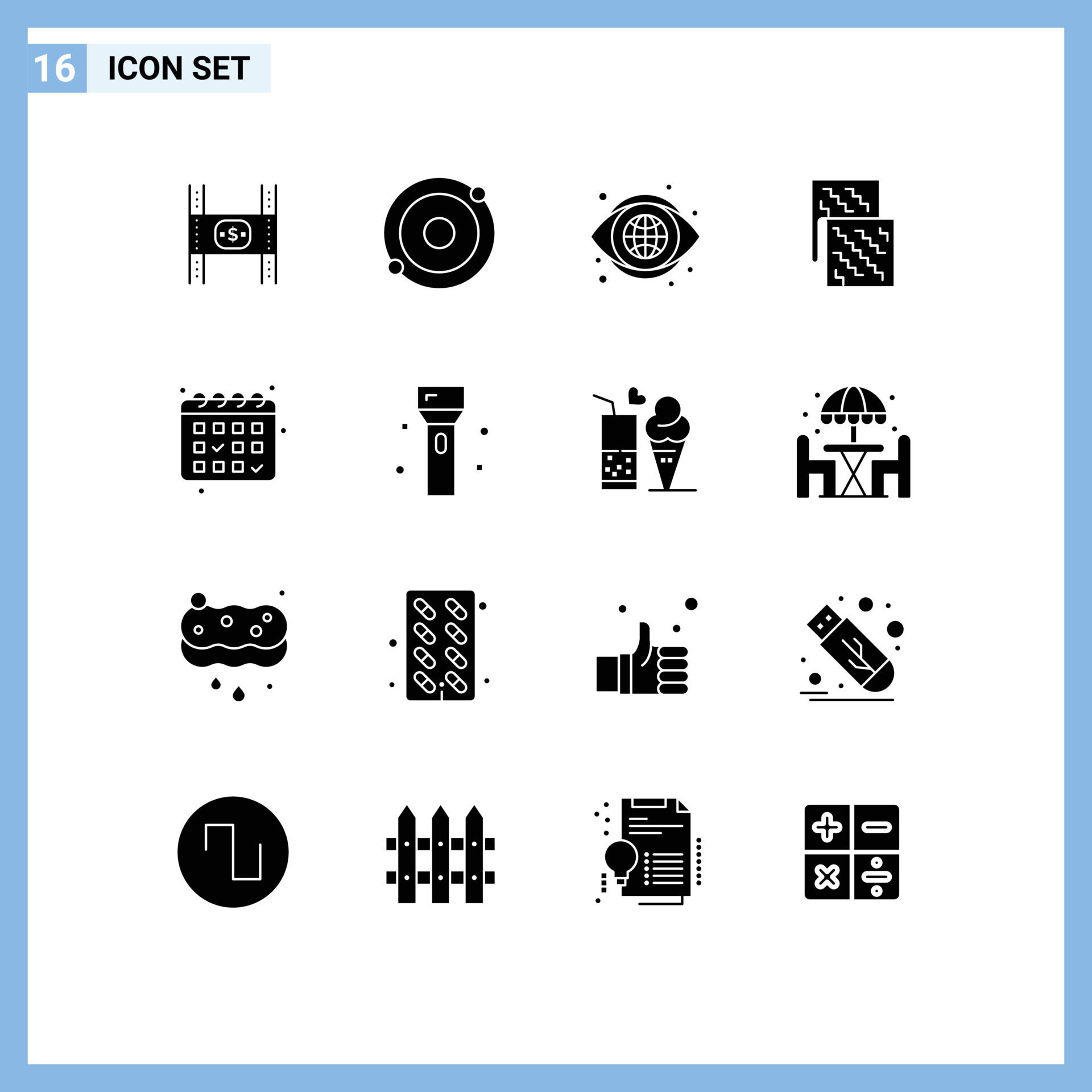 Stock Vector Icon Pack of 16 Line Signs and Symbols for gym future ...