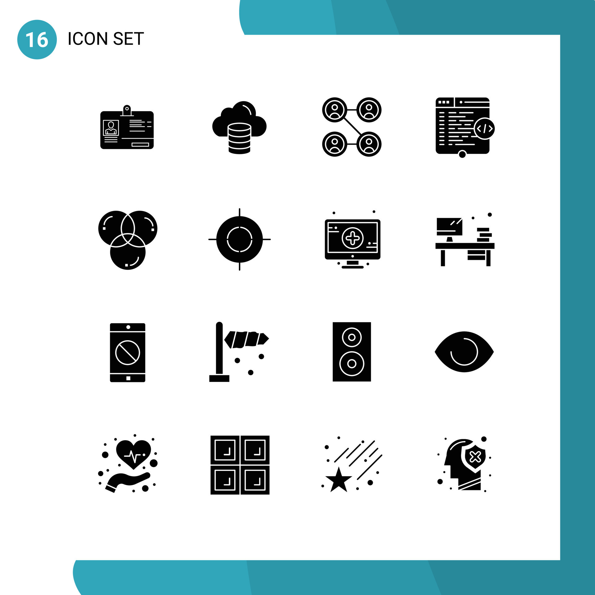 Stock Vector Icon Pack Of 16 Line Signs And Symbols For Color Coding Connections Window Html