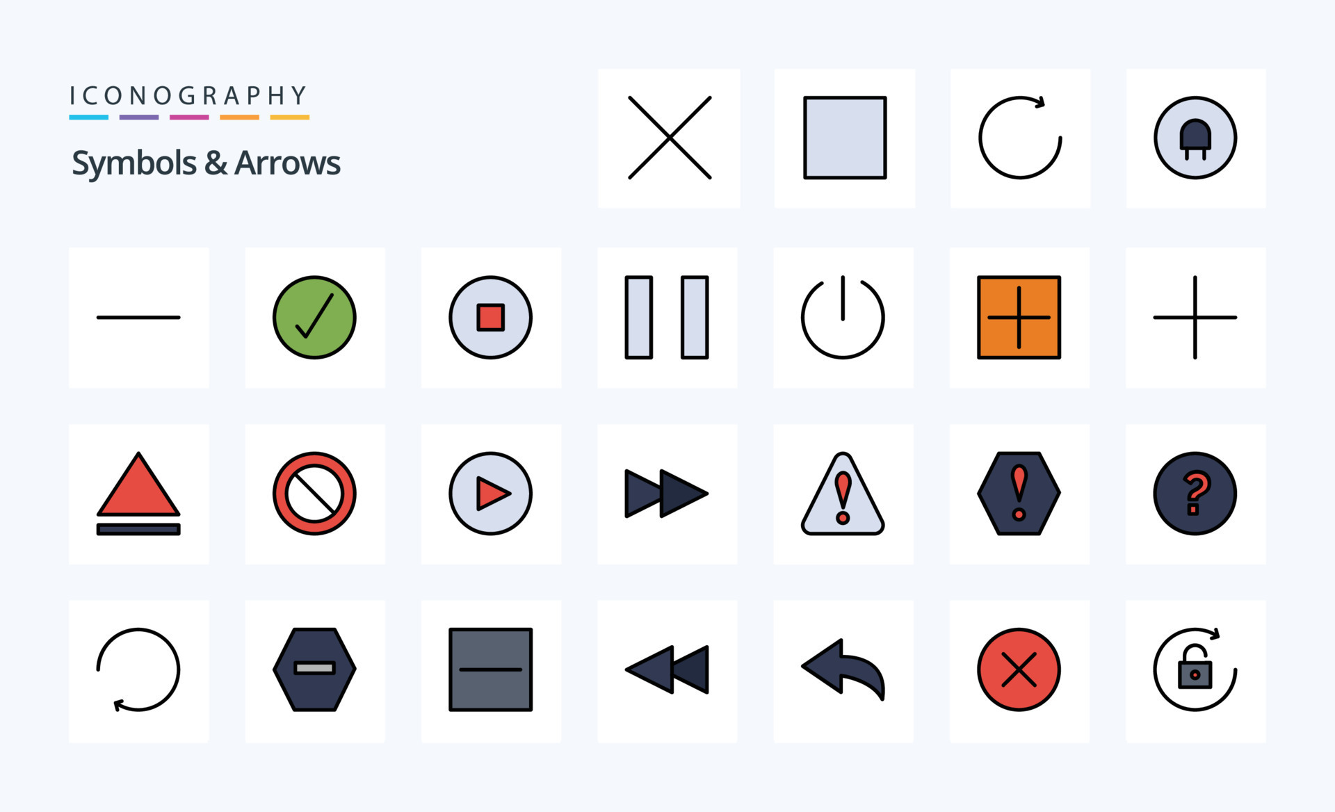 25 Symbols Arrows Line Filled Style Icon Pack 17762767 Vector Art At Vecteezy